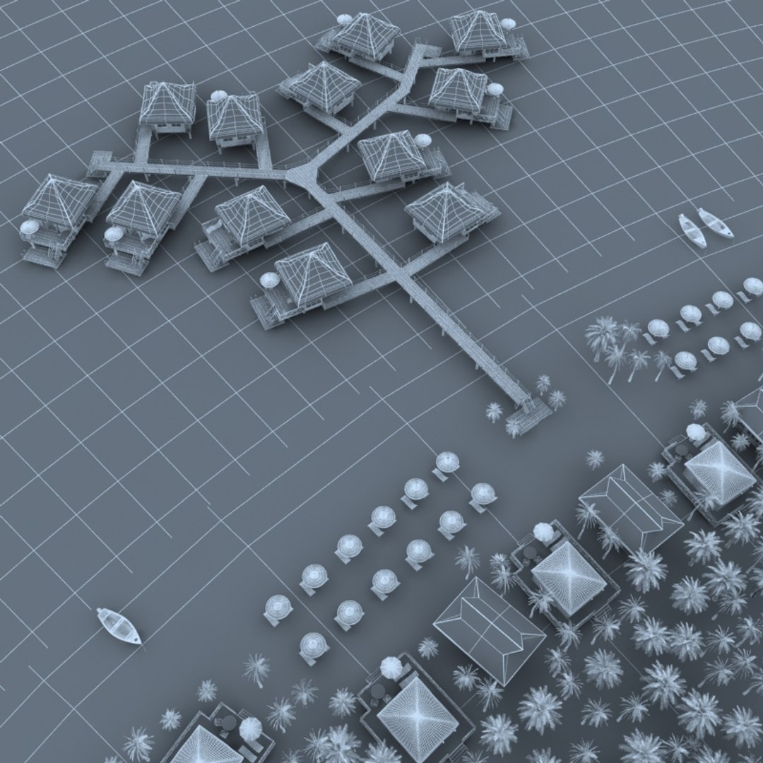 3d model island beach resort