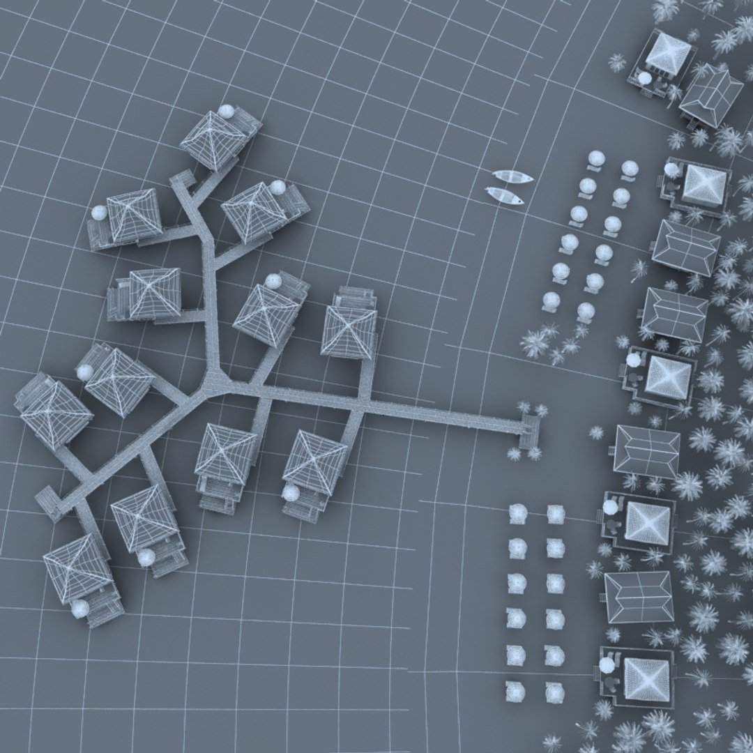 3d model island beach resort