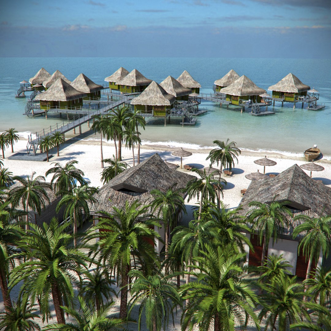 3d model island beach resort