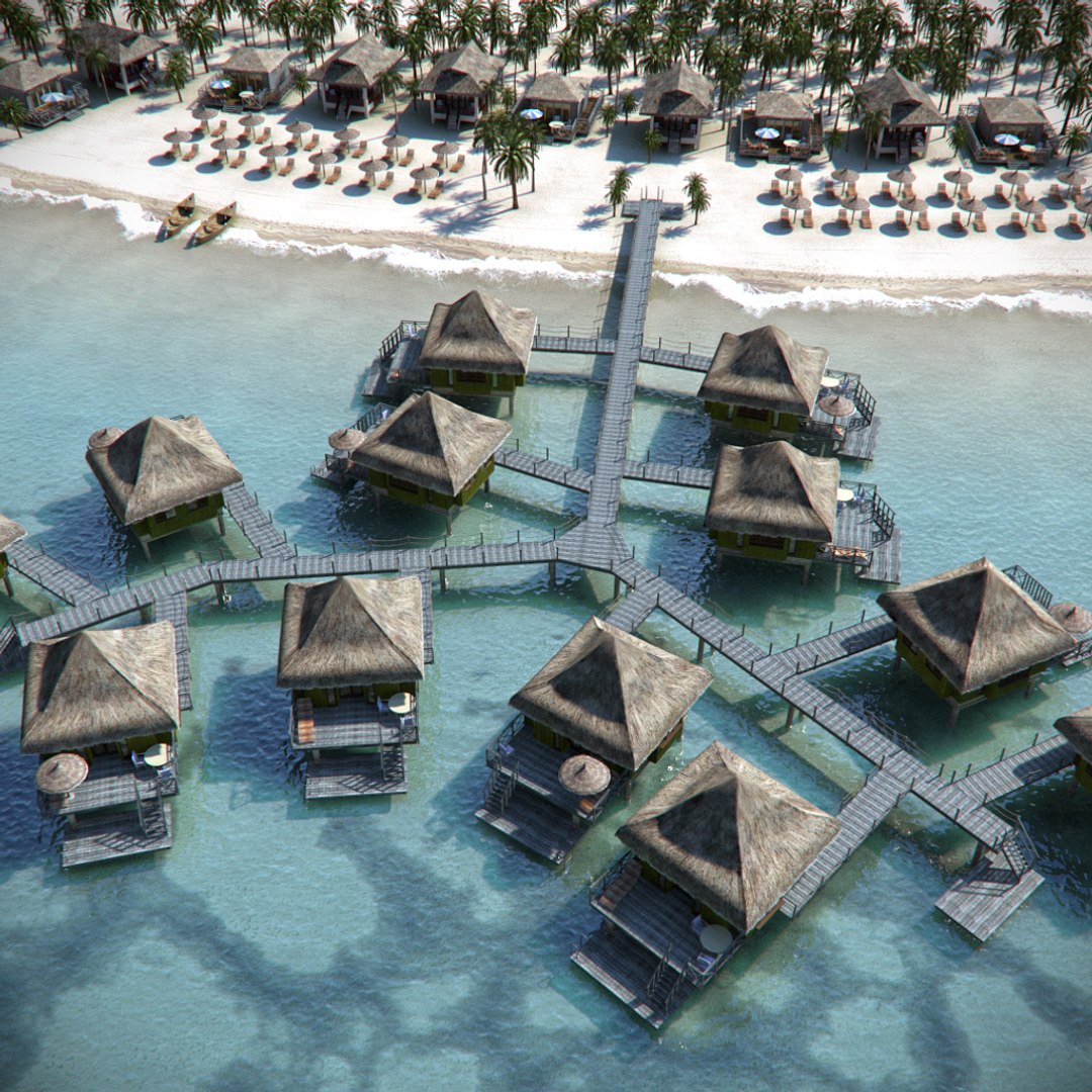 3d model island beach resort