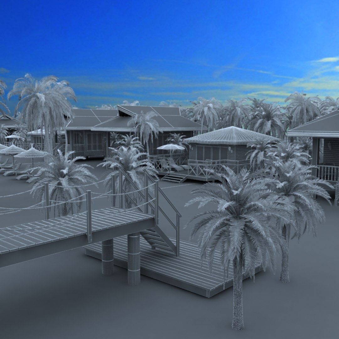 3d model island beach resort