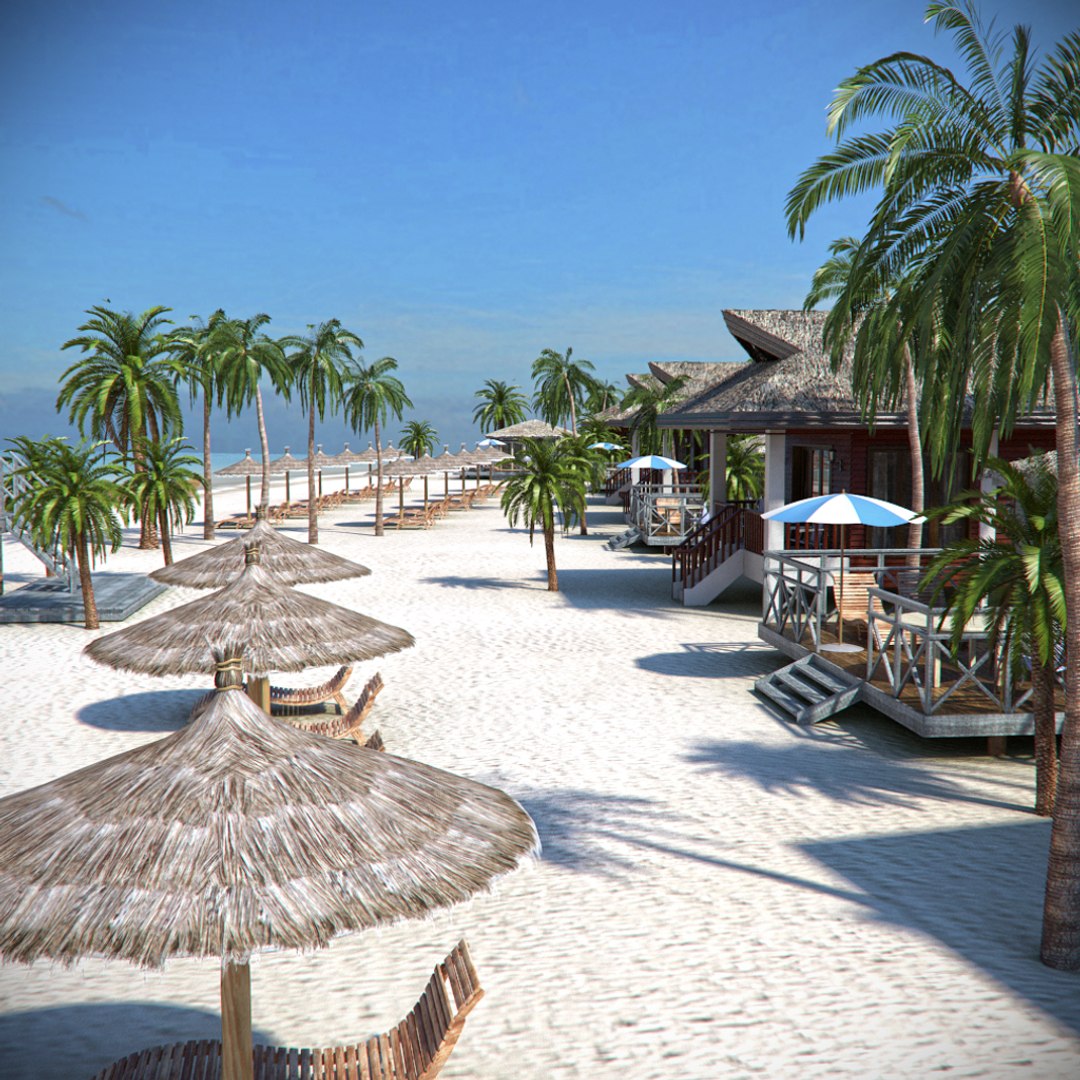 3d model island beach resort