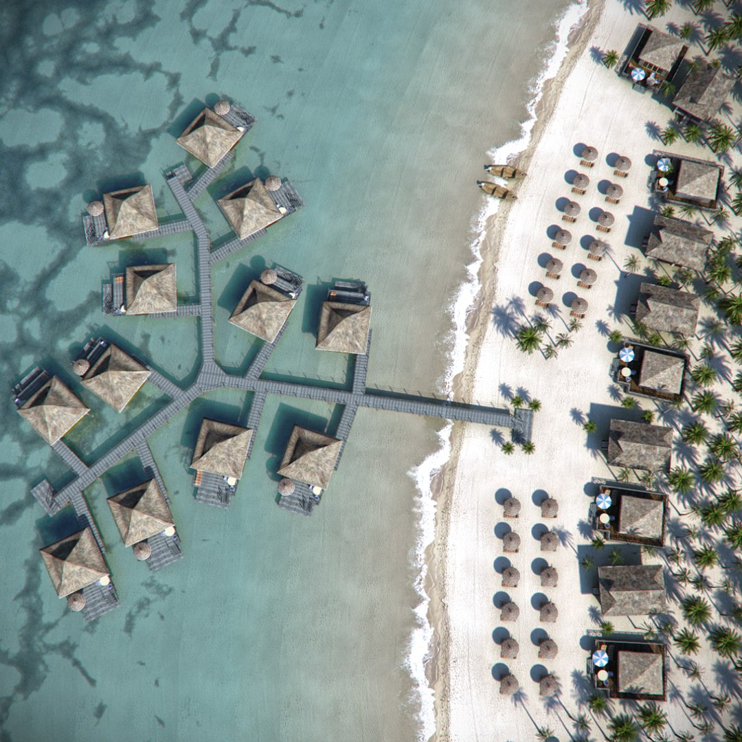 3d model island beach resort