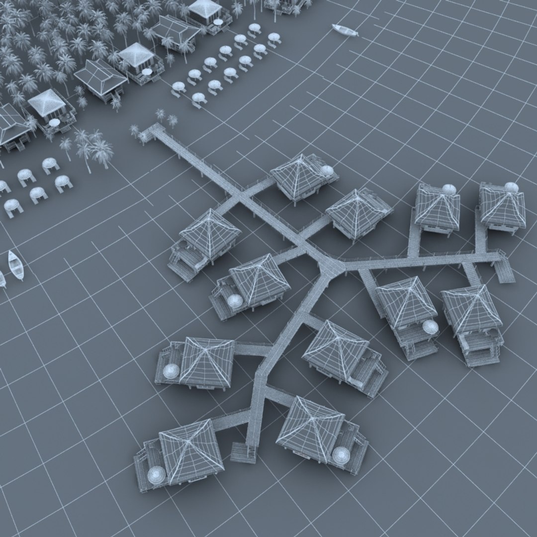 3d model island beach resort