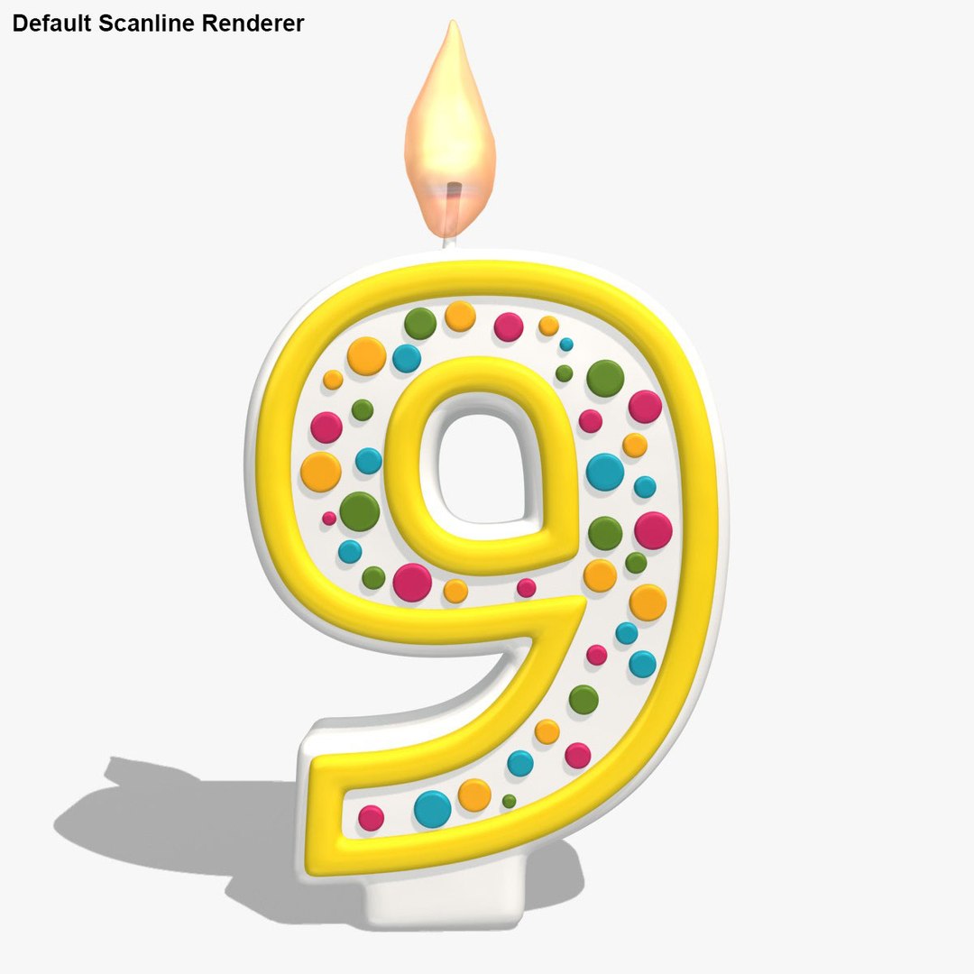 3d Realistic Number Candle 9