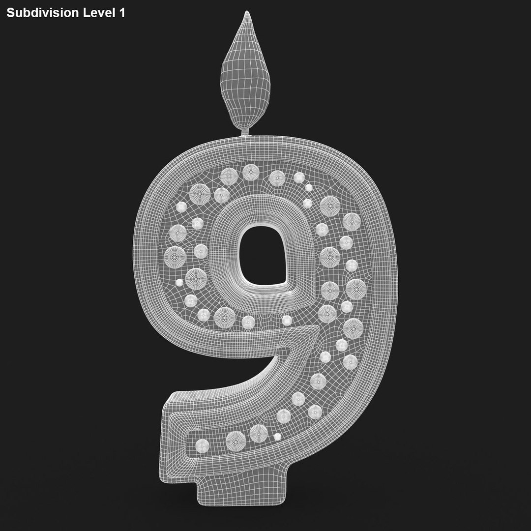 3d Realistic Number Candle 9