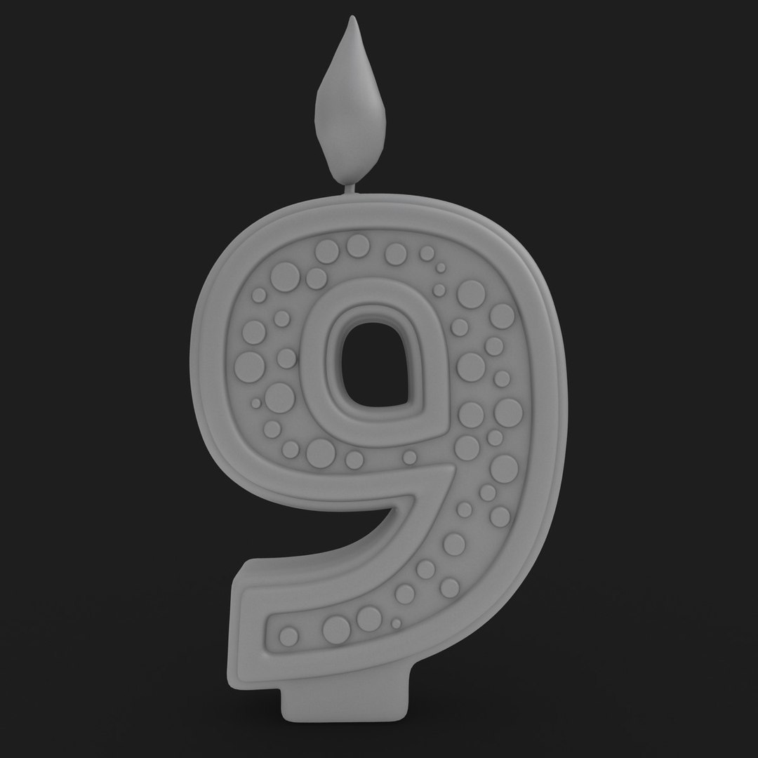 3d Realistic Number Candle 9