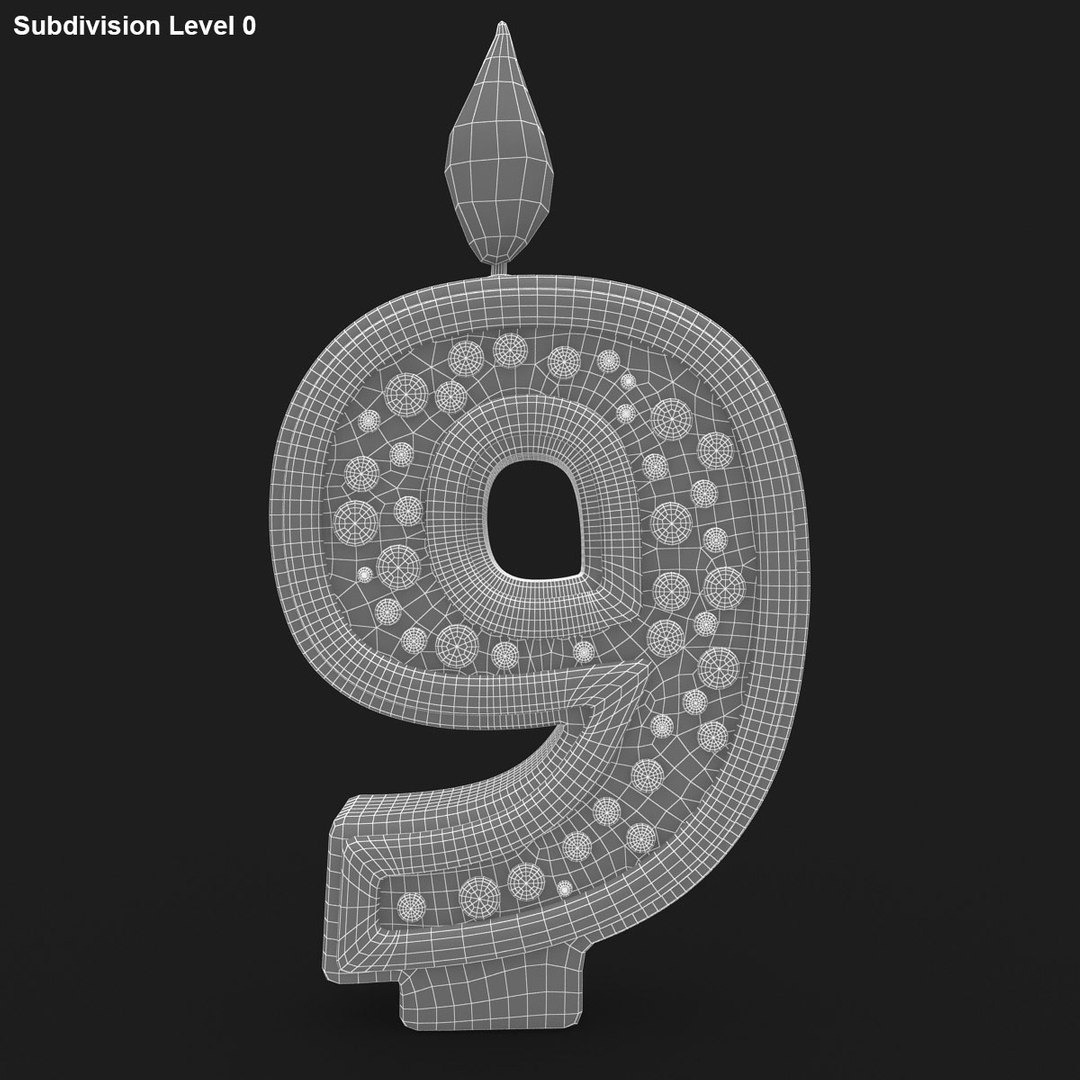 3d Realistic Number Candle 9