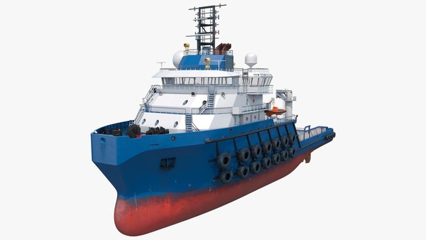 modelo 3d Buque de apoyo oceánico con grúa y cabrestante de cubierta ...