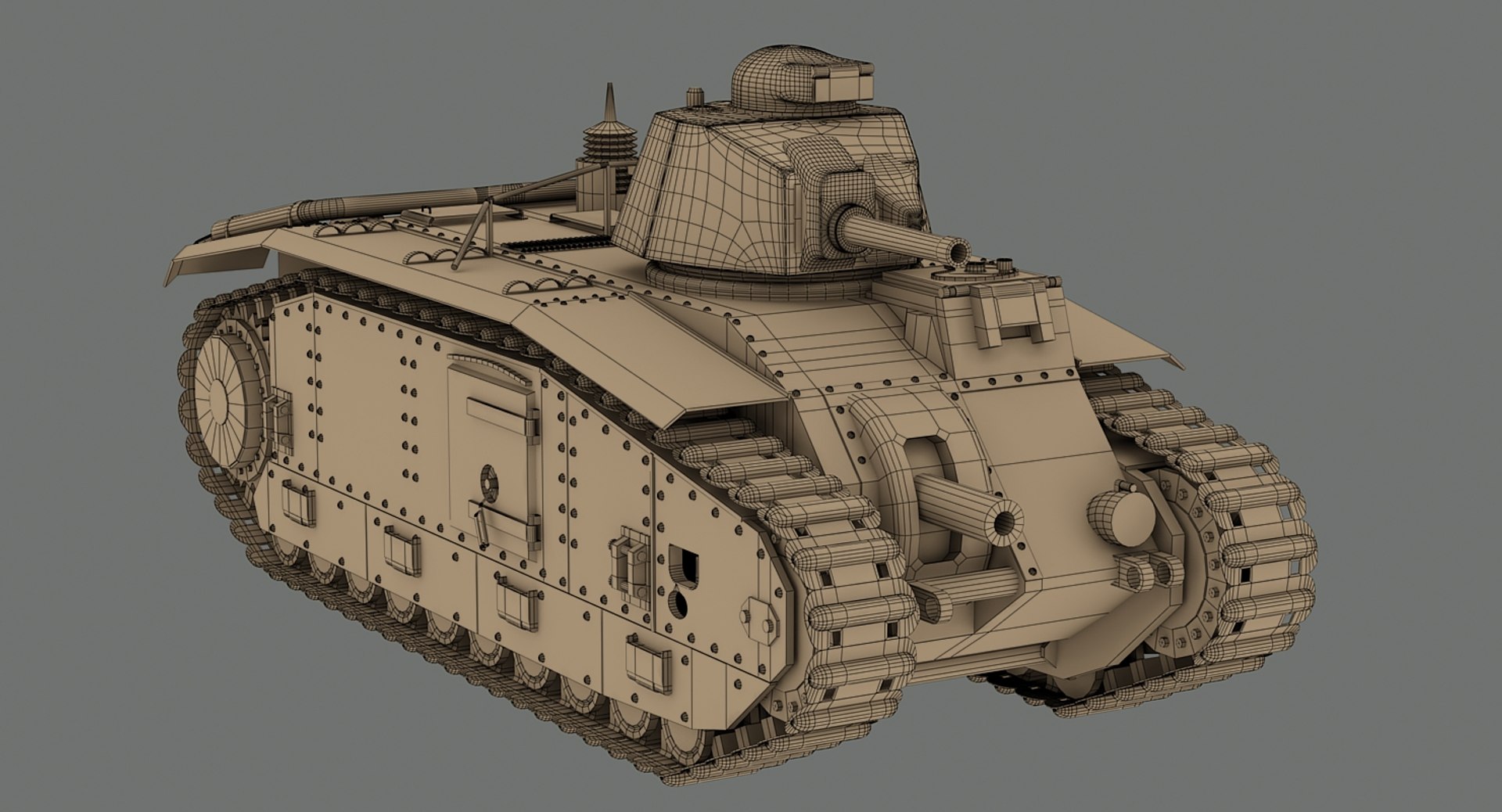 Ww2 Heavy Tank Char 3d Model