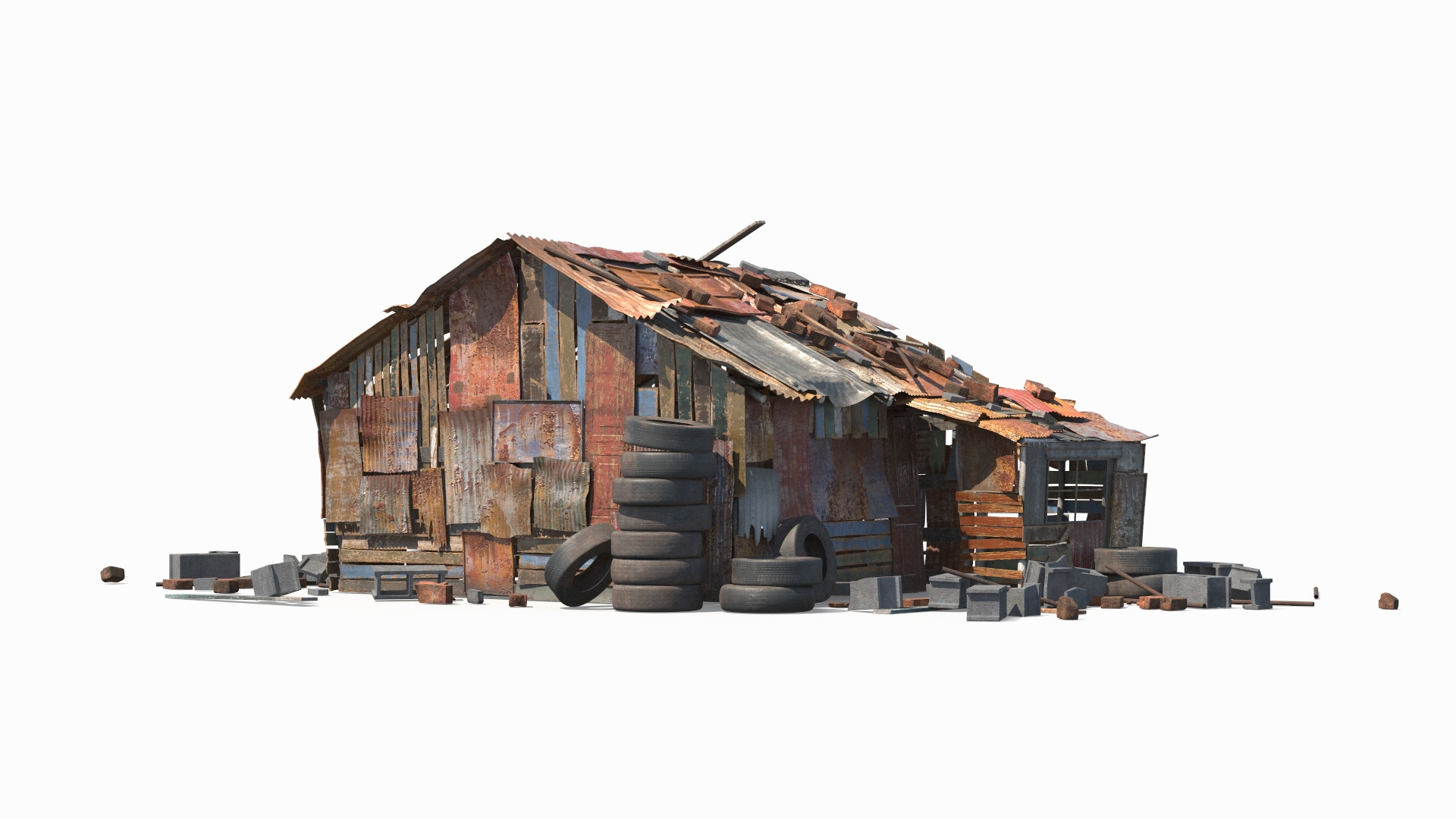 3D Abandoned Shack Made Of Scrap Metal And Wood - TurboSquid 2433526