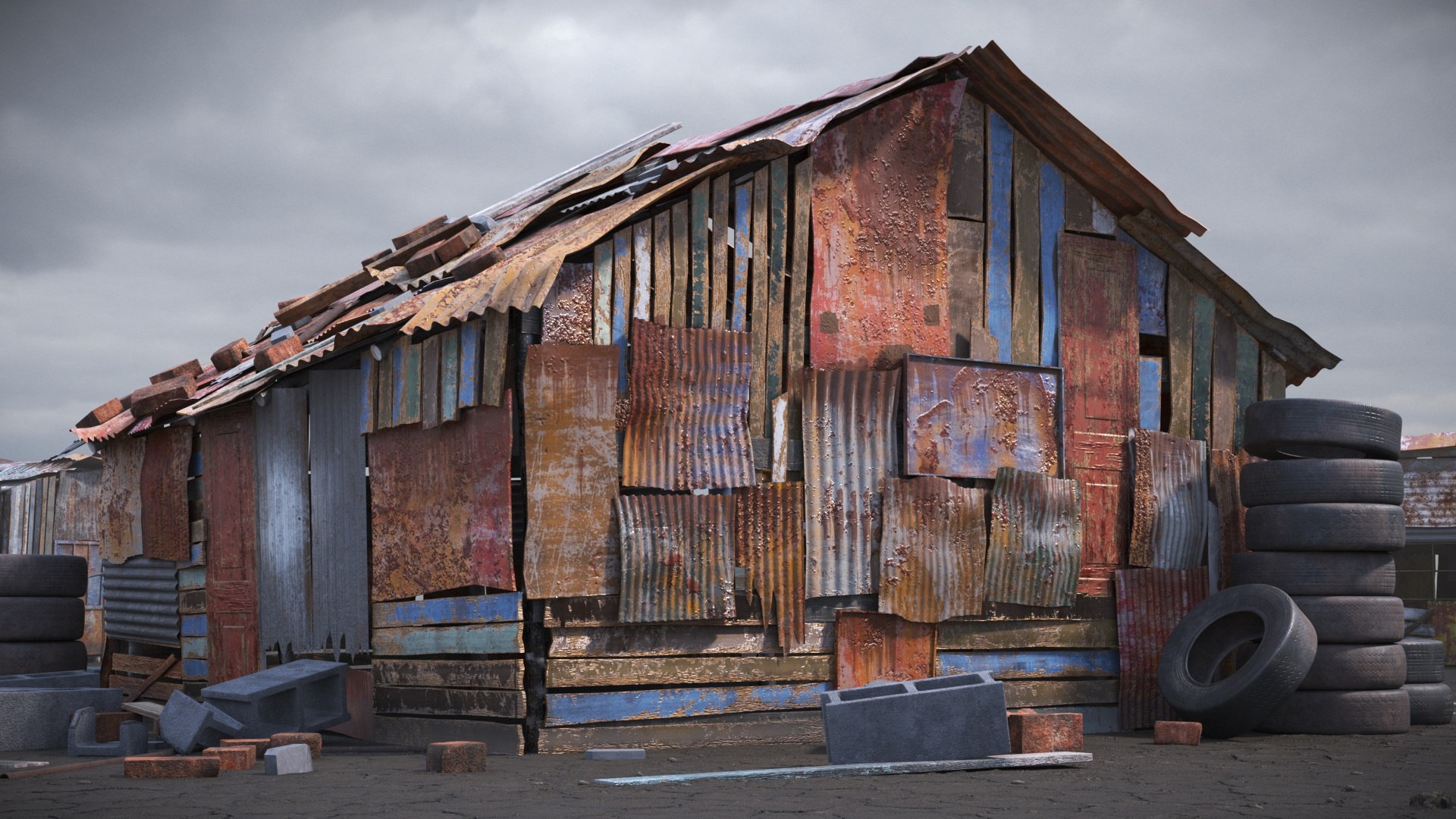 3D Abandoned Shack Made Of Scrap Metal And Wood - TurboSquid 2433526