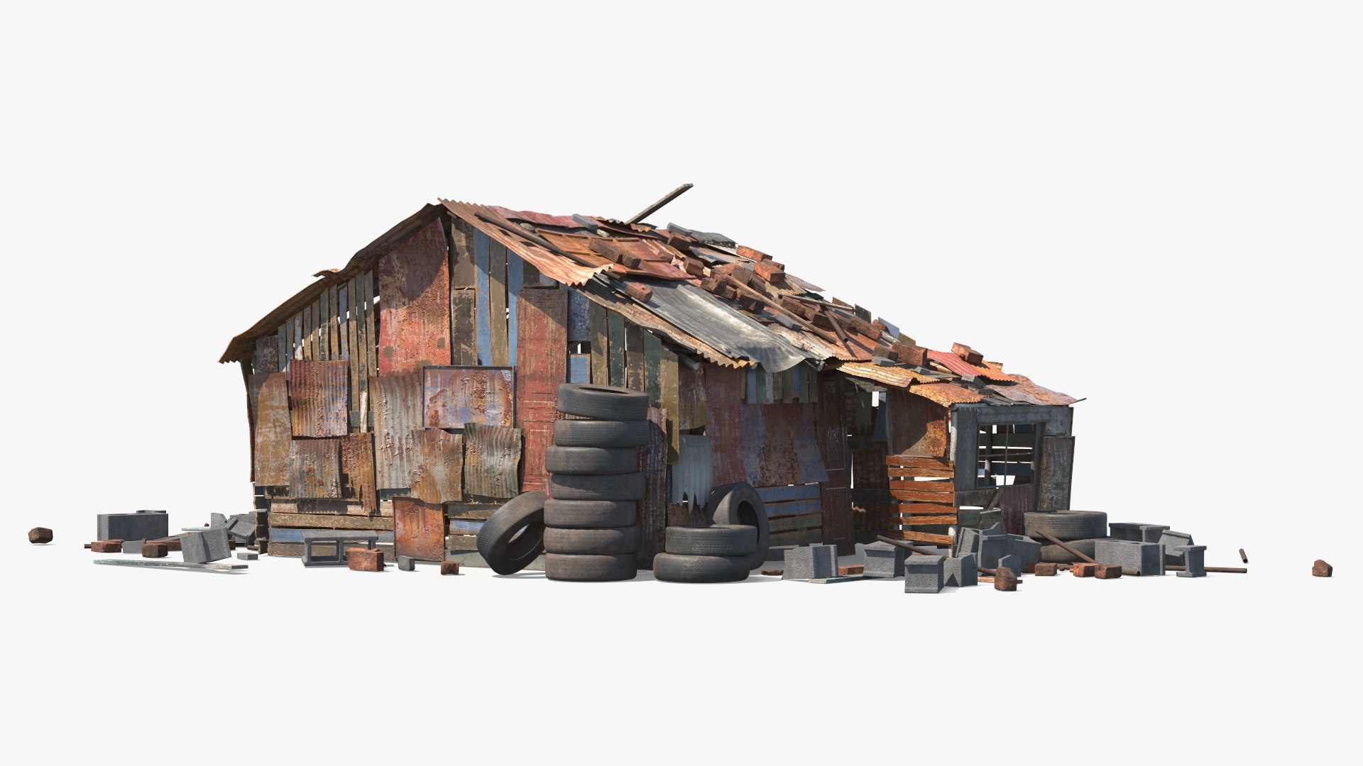 3D Abandoned Shack Made Of Scrap Metal And Wood - TurboSquid 2433526