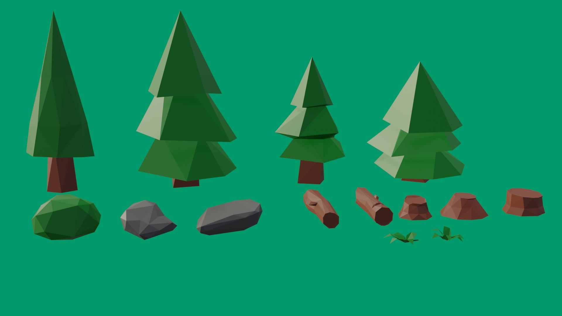 3D Lowpoly Nature Assets Pack Model - TurboSquid 1942573