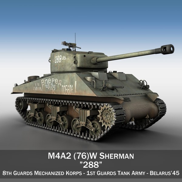 3d model m4a3 sherman - 75mm