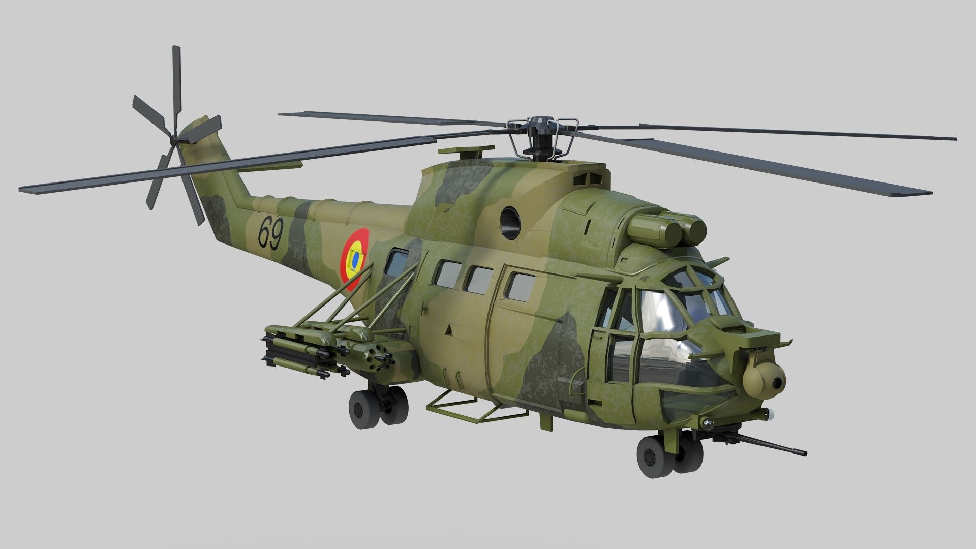 Iar 330 Puma Helicopter 3d Model