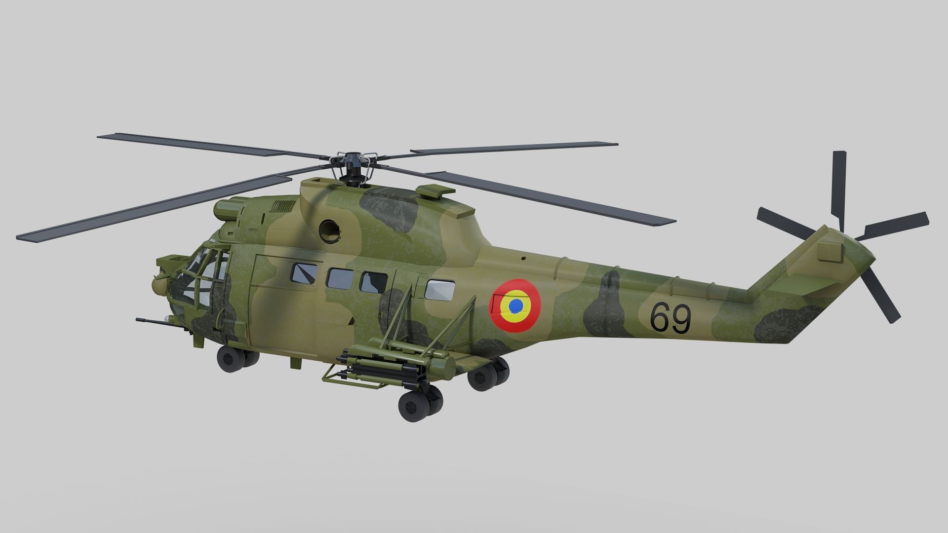 Iar 330 Puma Helicopter 3d Model