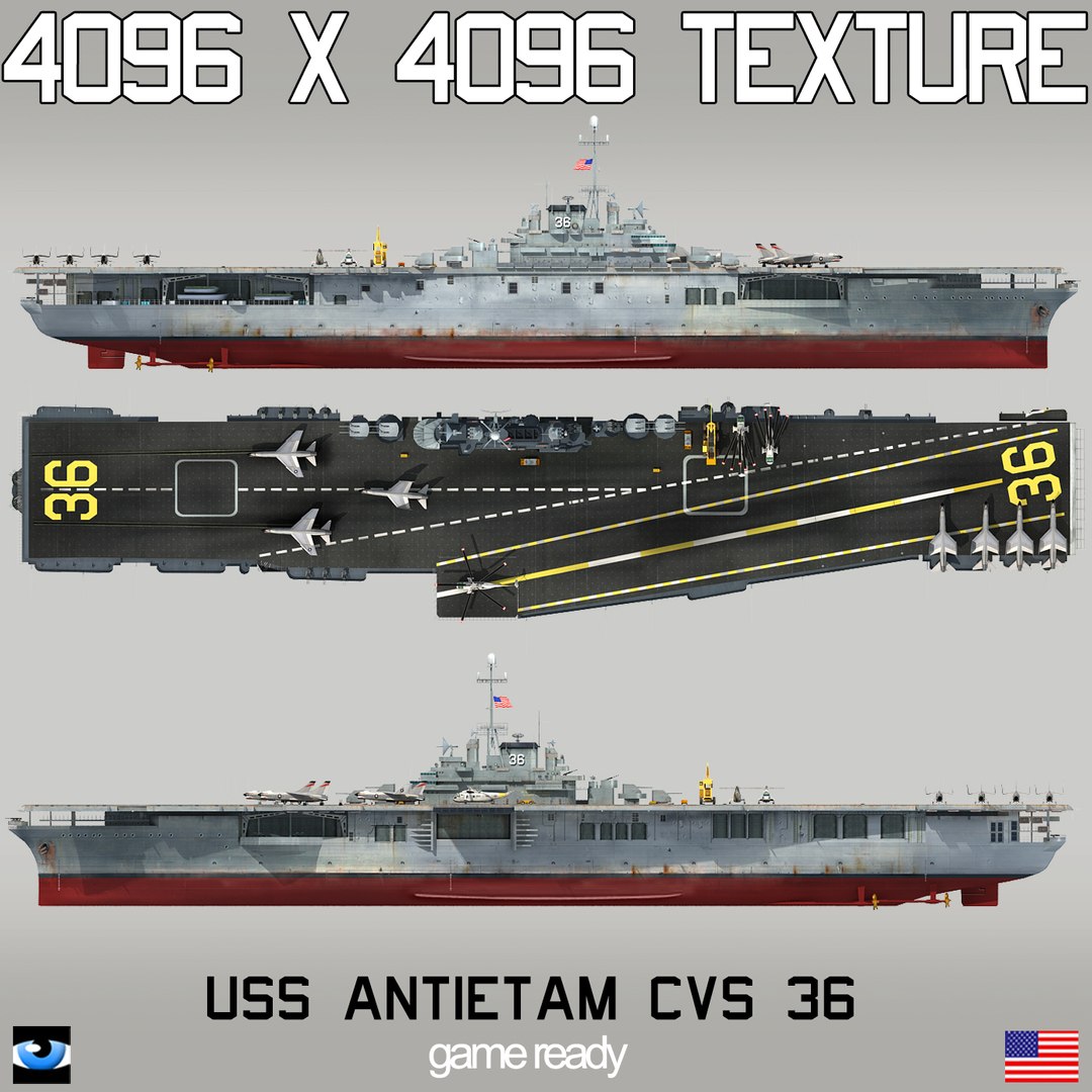 3D Uss Antietam Cvs-36 Cvs - TurboSquid 1536132