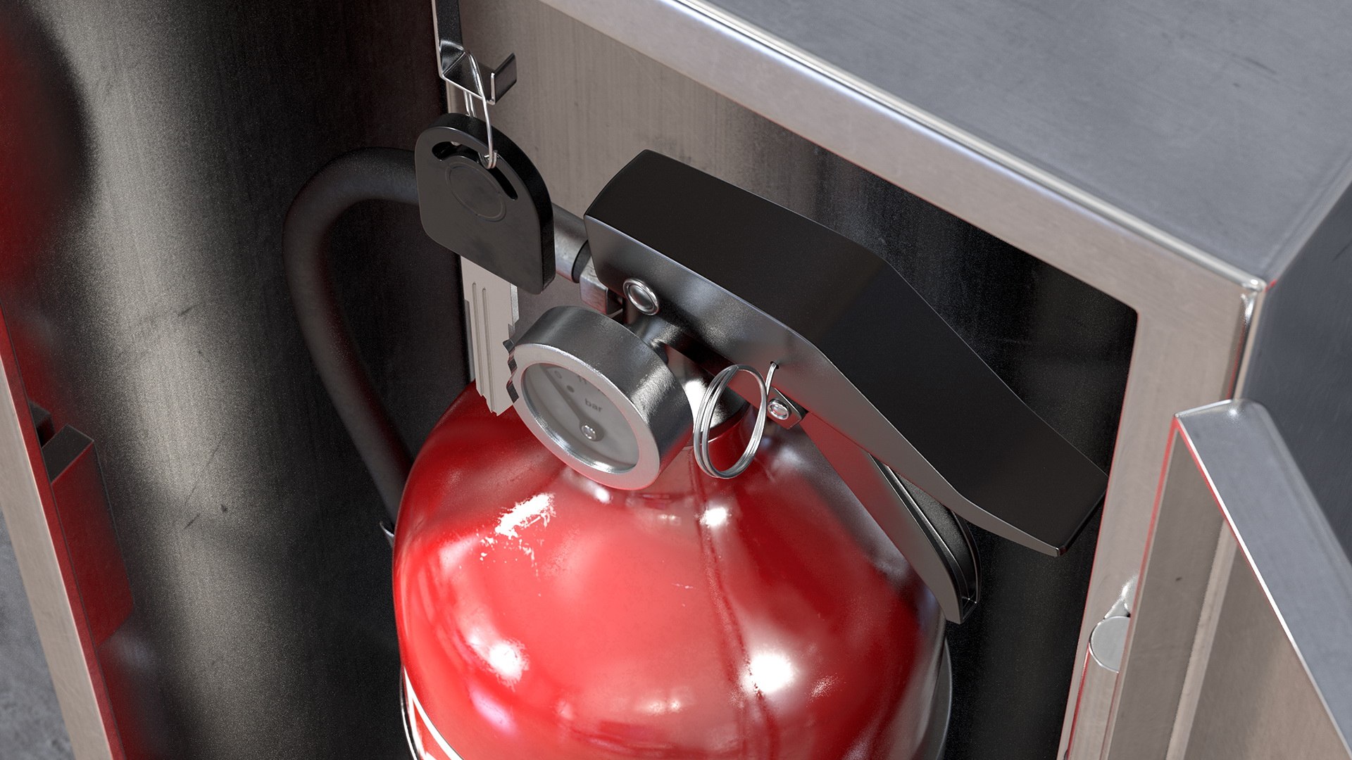 3D Fire Extinguisher Storage Box Set model - TurboSquid 1778374