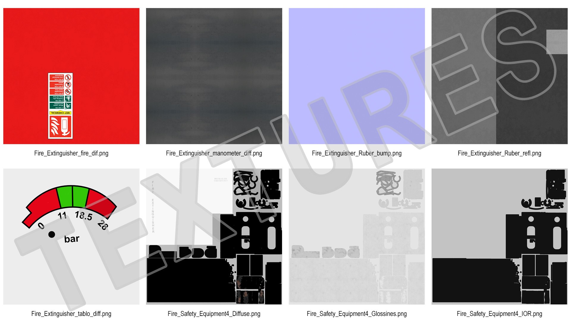 3D Fire Extinguisher Storage Box Set model - TurboSquid 1778374