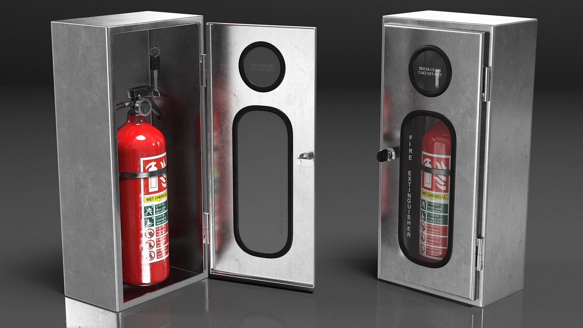 3D Fire Extinguisher Storage Box Set model - TurboSquid 1778374