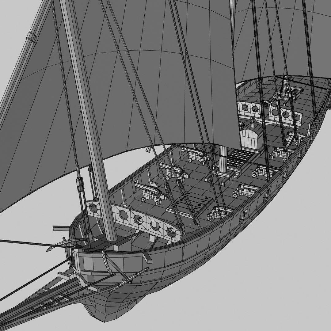 Xebec Pirate Ship 3d Model