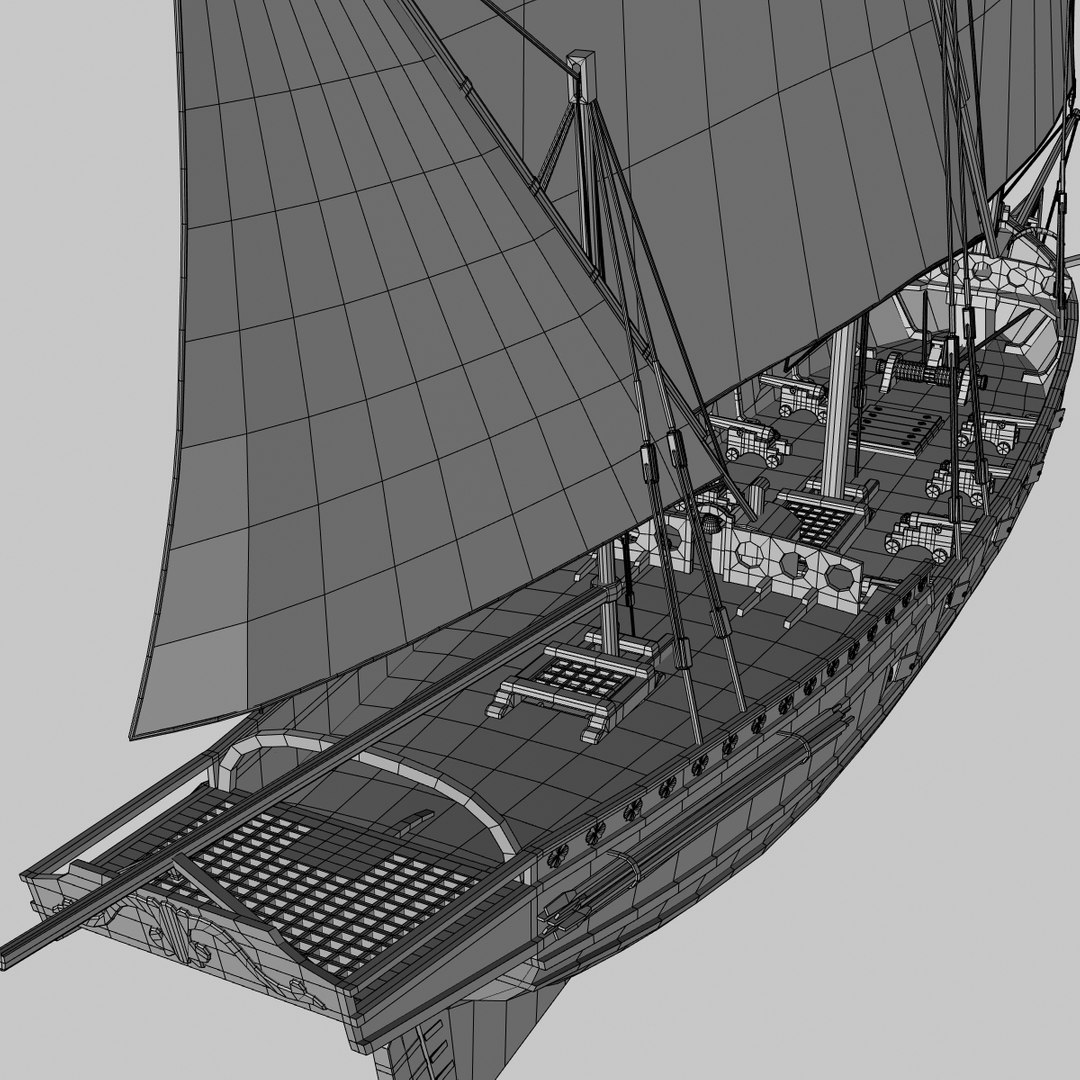 Xebec Pirate Ship 3d Model