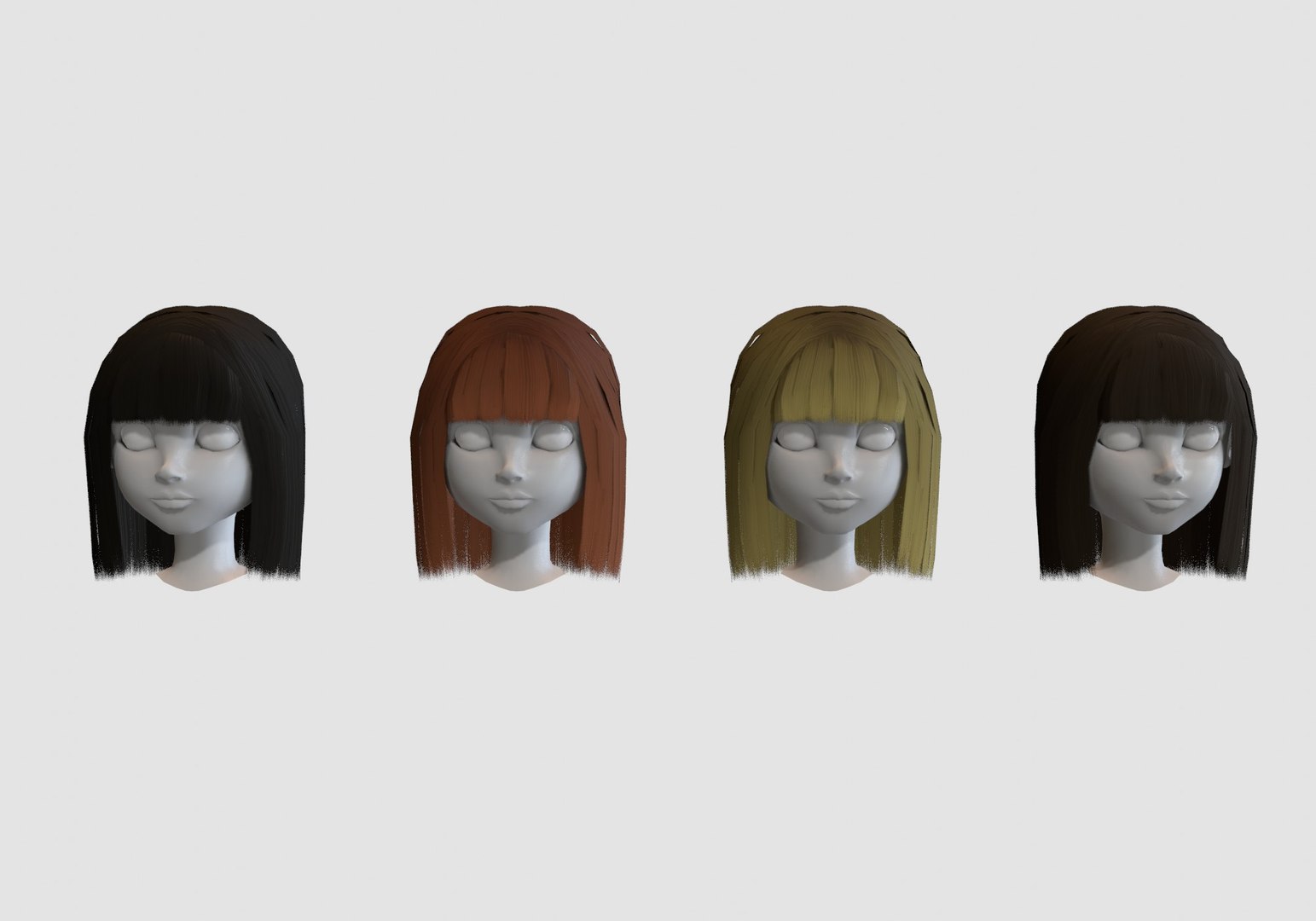 Hairstyle In 4 Colors Model - TurboSquid 1899507