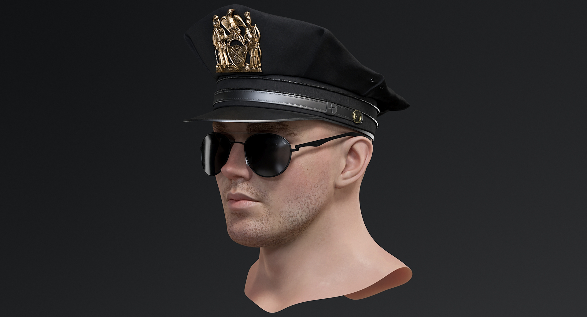 3D male police head - TurboSquid 1392821