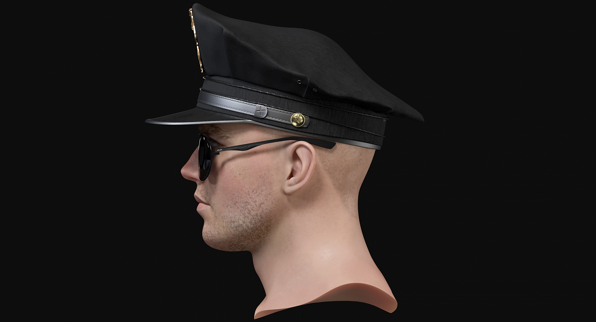 3D male police head - TurboSquid 1392821