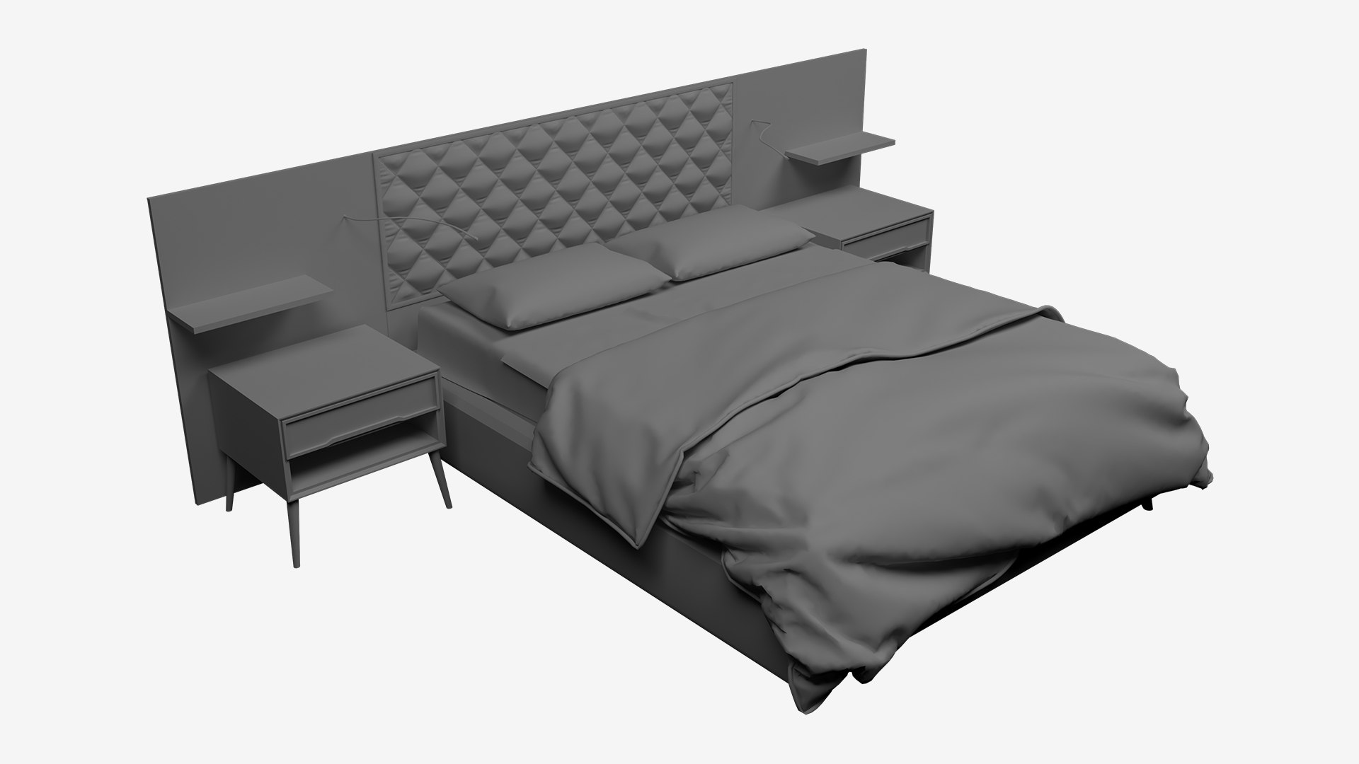 Free Bed Set Model - TurboSquid 1959035