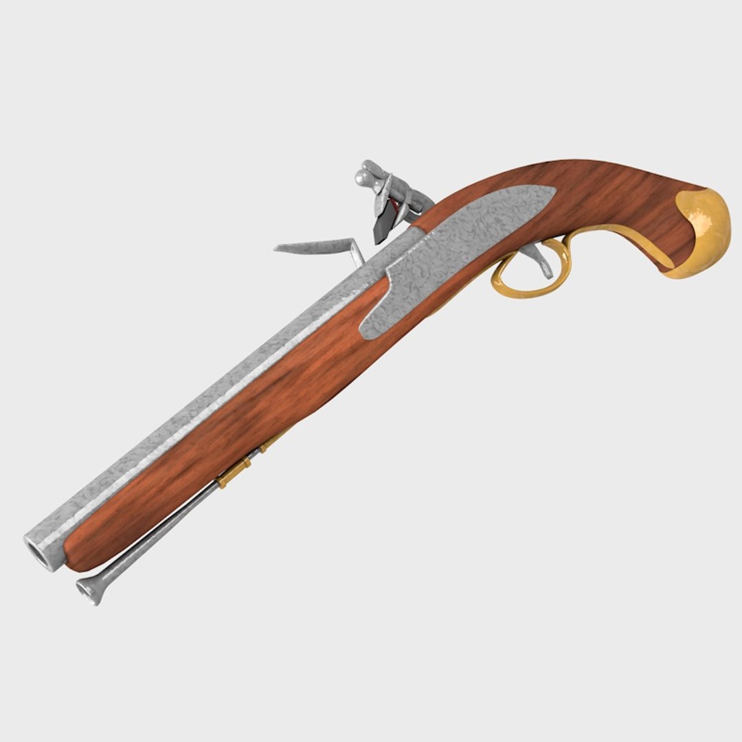 3d antique pistol 1700 guns