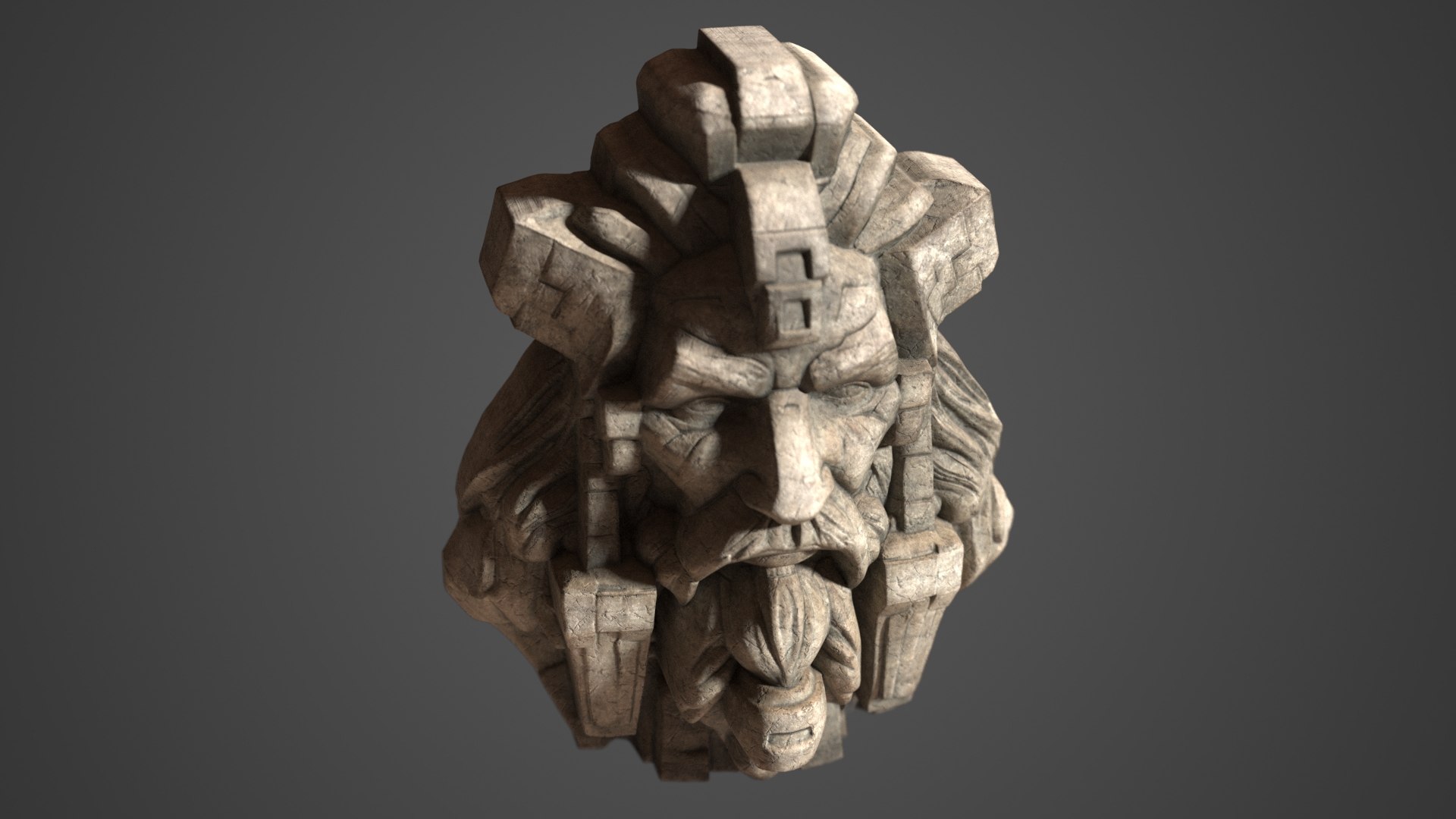 Stone Sentinel Bust 4 Textured 3D Model - TurboSquid 2188073