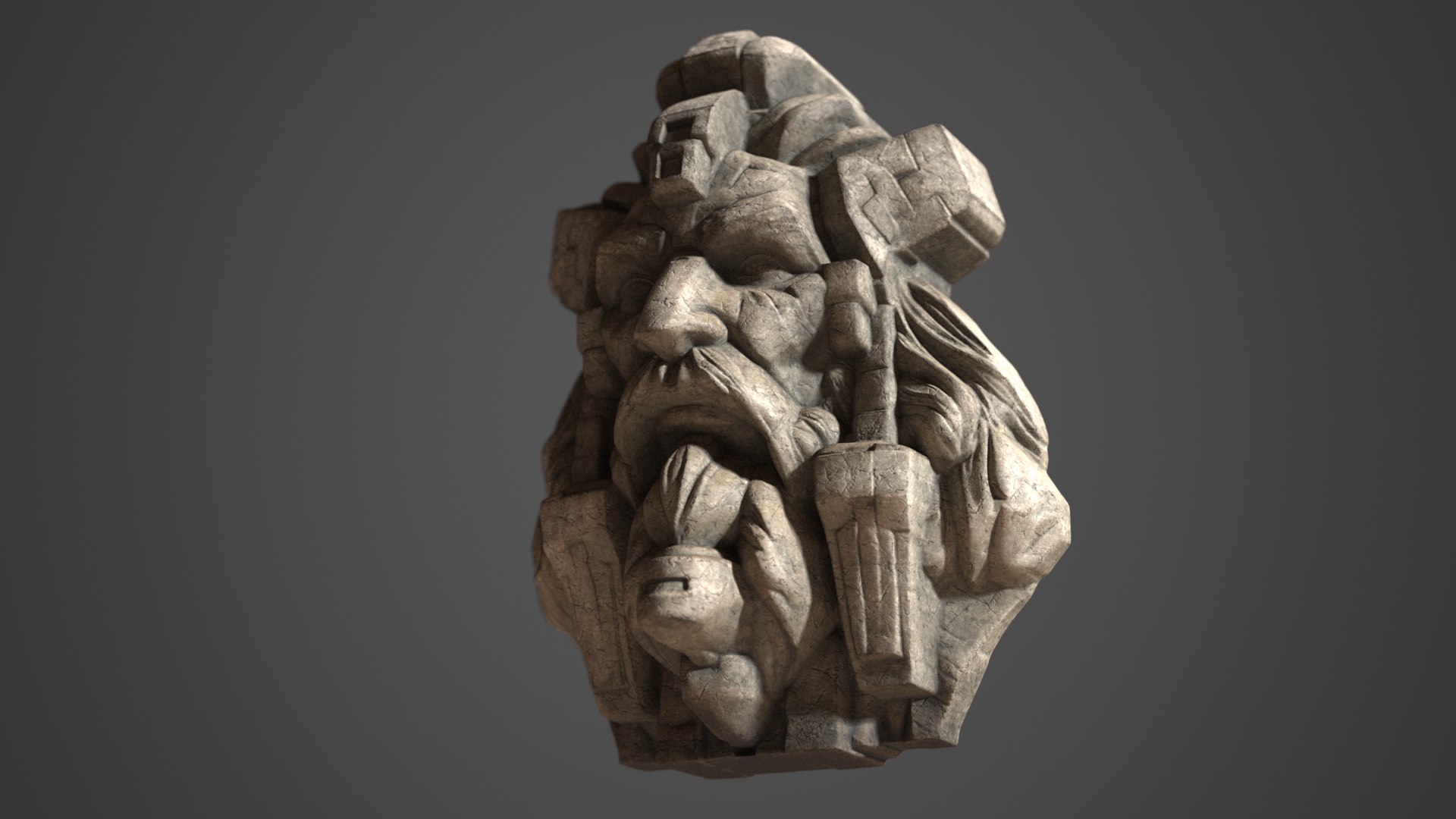 Stone Sentinel Bust 4 Textured 3D Model - TurboSquid 2188073