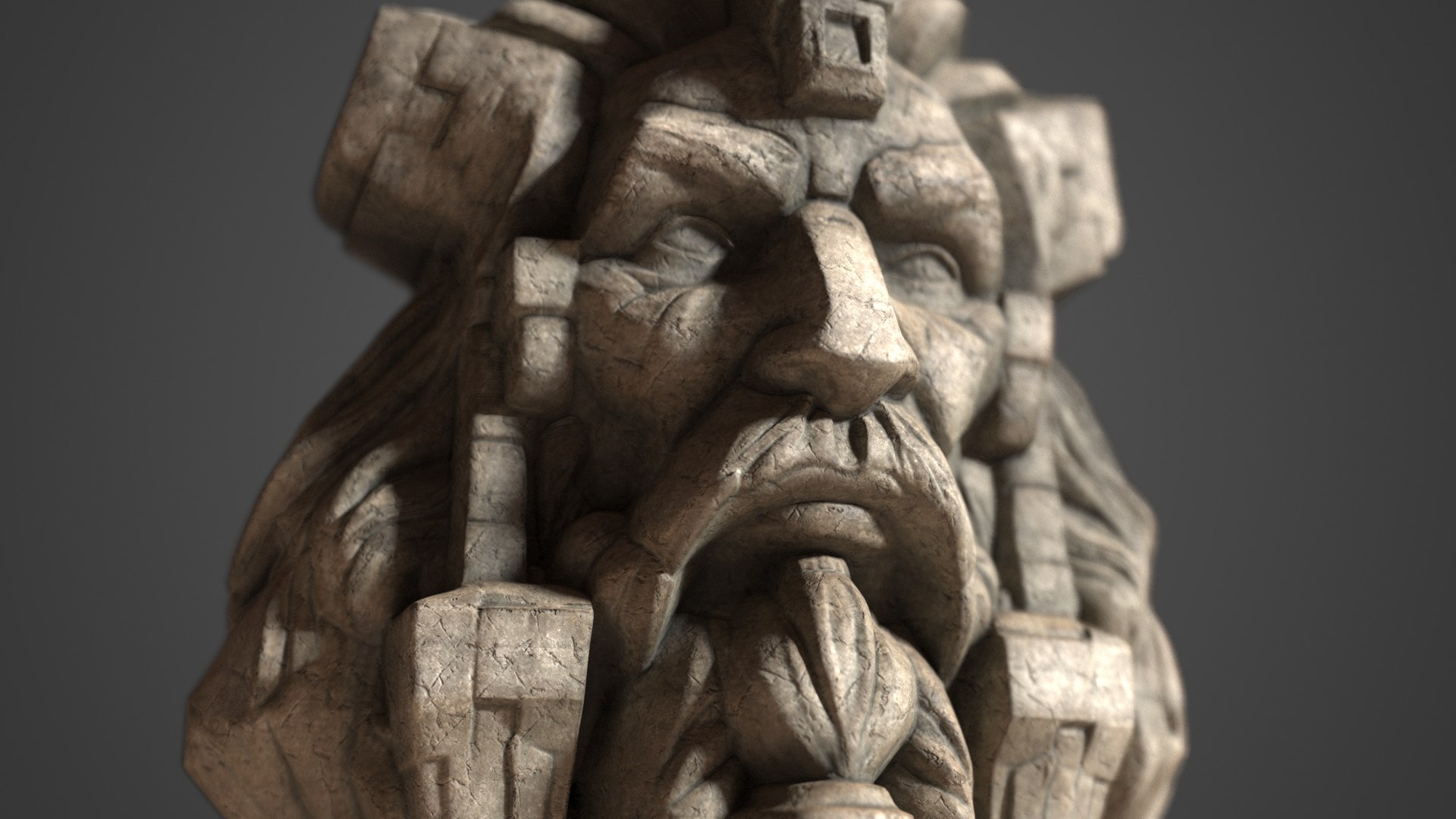 Stone Sentinel Bust 4 Textured 3D Model - TurboSquid 2188073