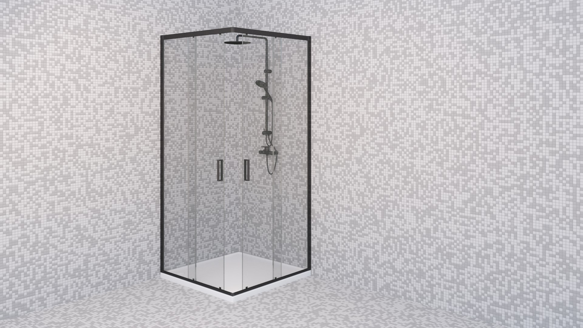 3D Shower Cabine 90x90 With Fixture Model - TurboSquid 2092584