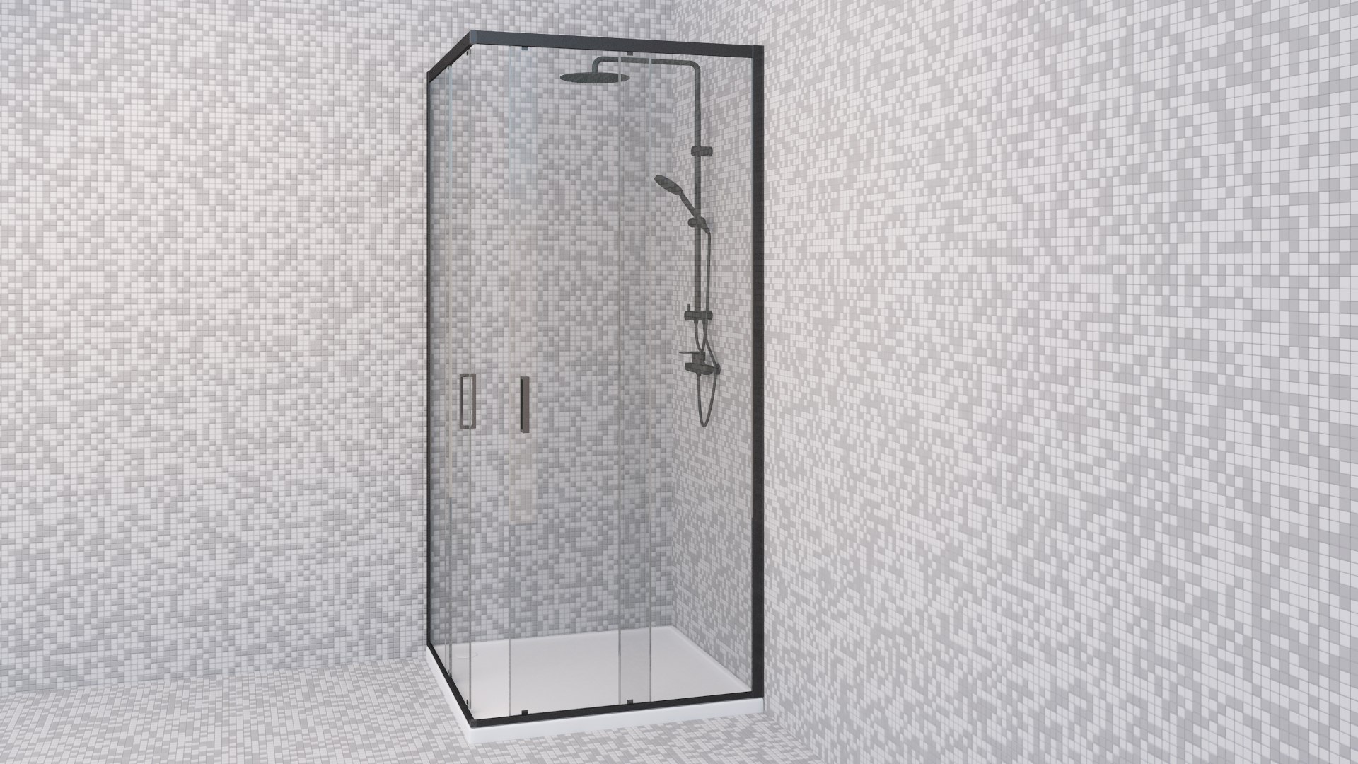 3D Shower Cabine 90x90 With Fixture Model - TurboSquid 2092584
