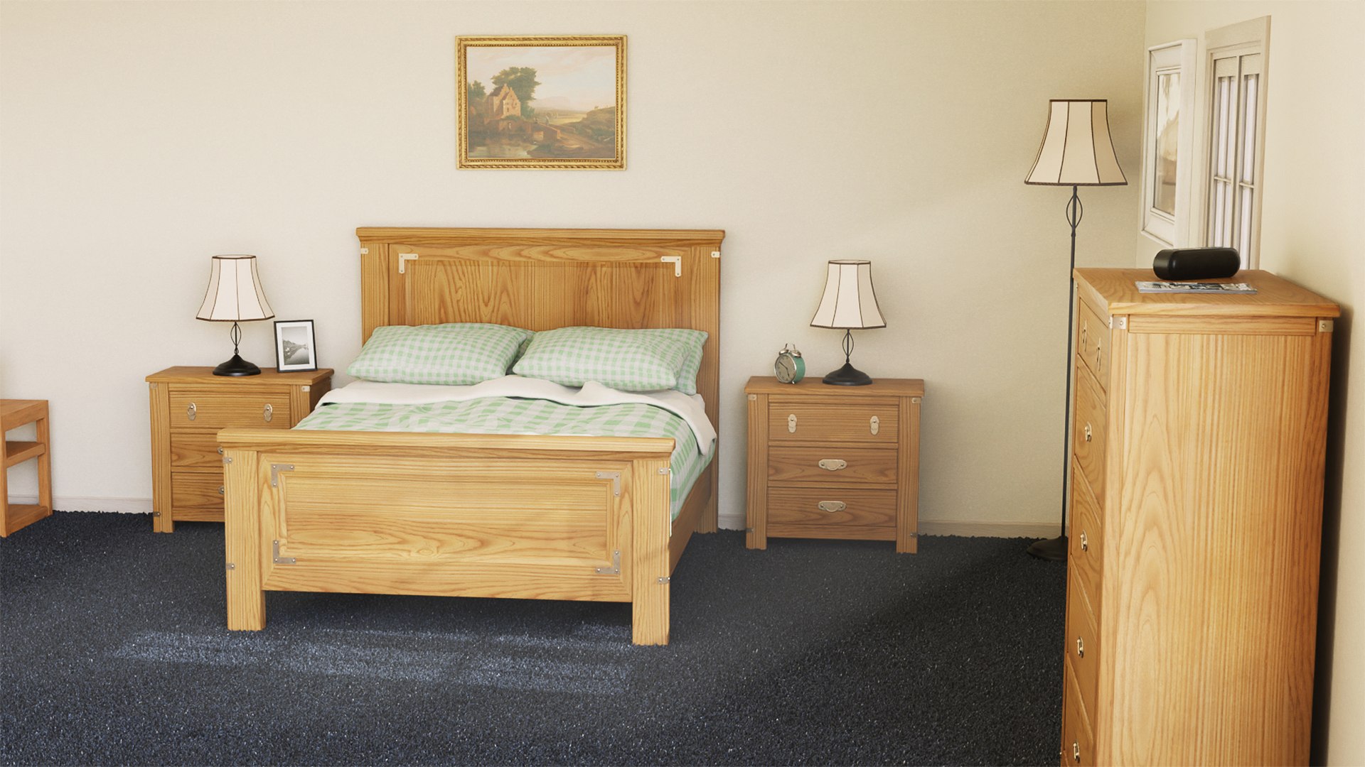 3D Light Bedroom Set Model - TurboSquid 1885296