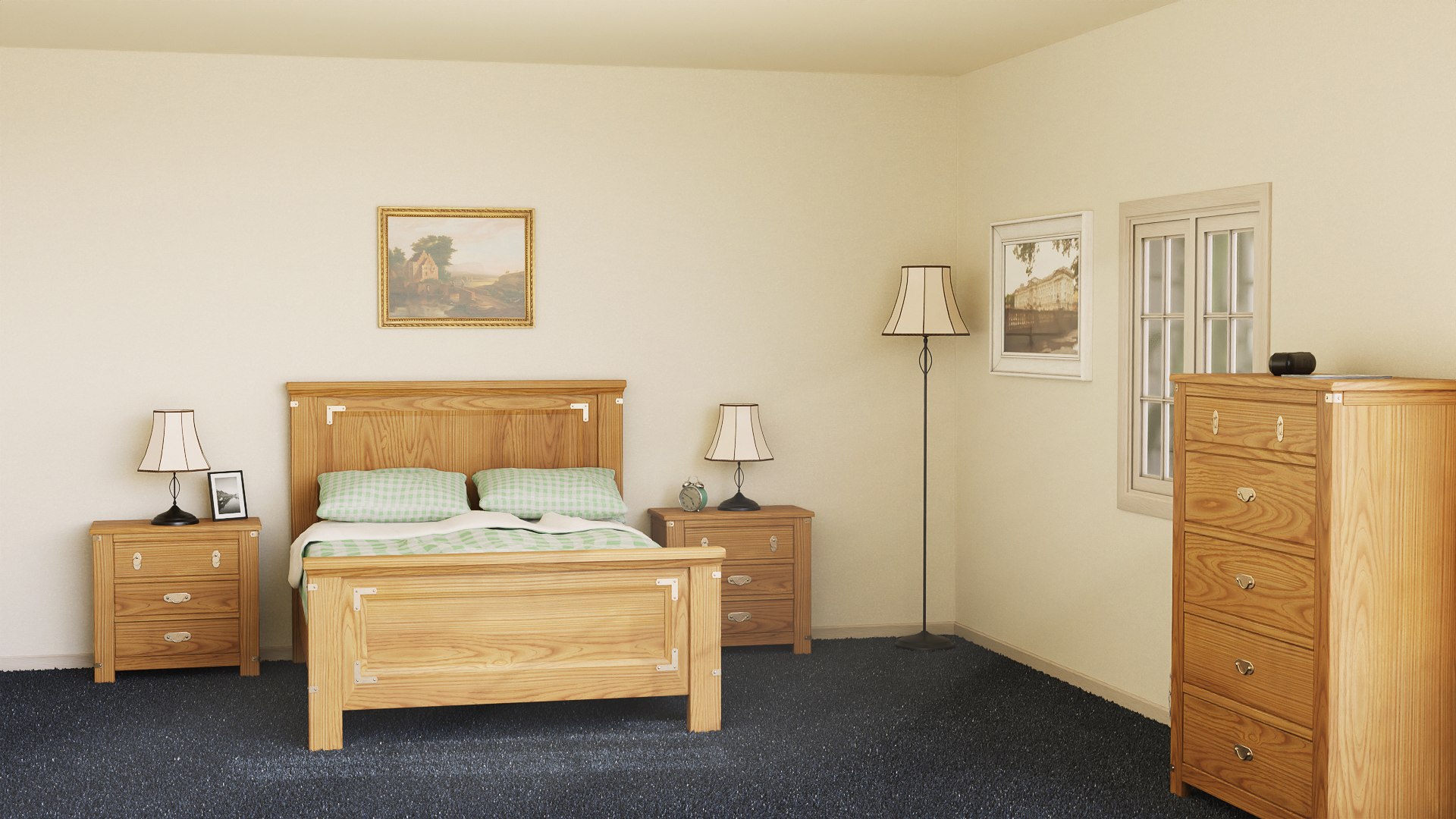 3D Light Bedroom Set Model - TurboSquid 1885296