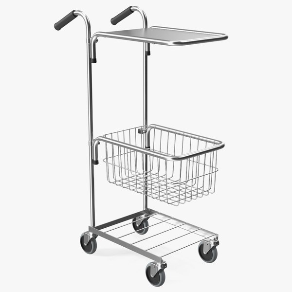 modelo 3d Mini Trolley Cromado con Balda y Cesta - TurboSquid 1974411