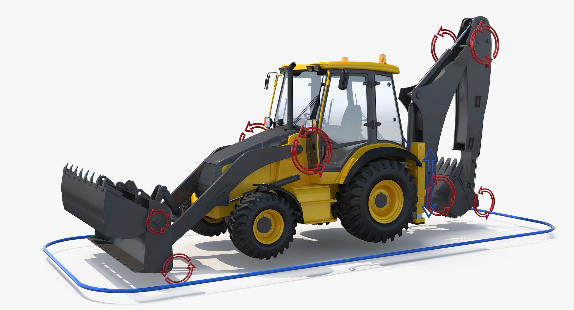 backhoe rigged 3d max