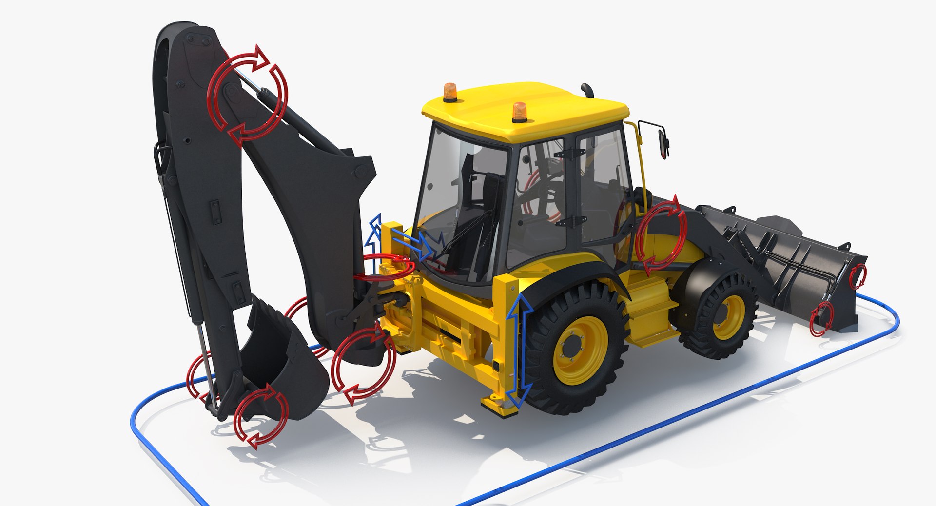 backhoe rigged 3d max