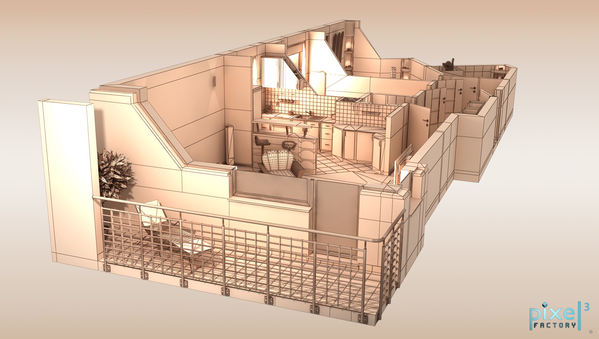 3d Model Of Apartment Cross-section
