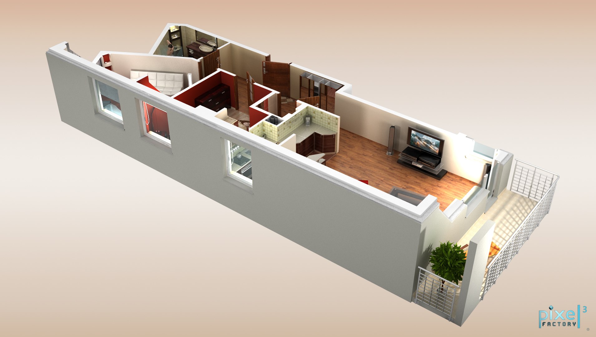 3d Model Of Apartment Cross-section