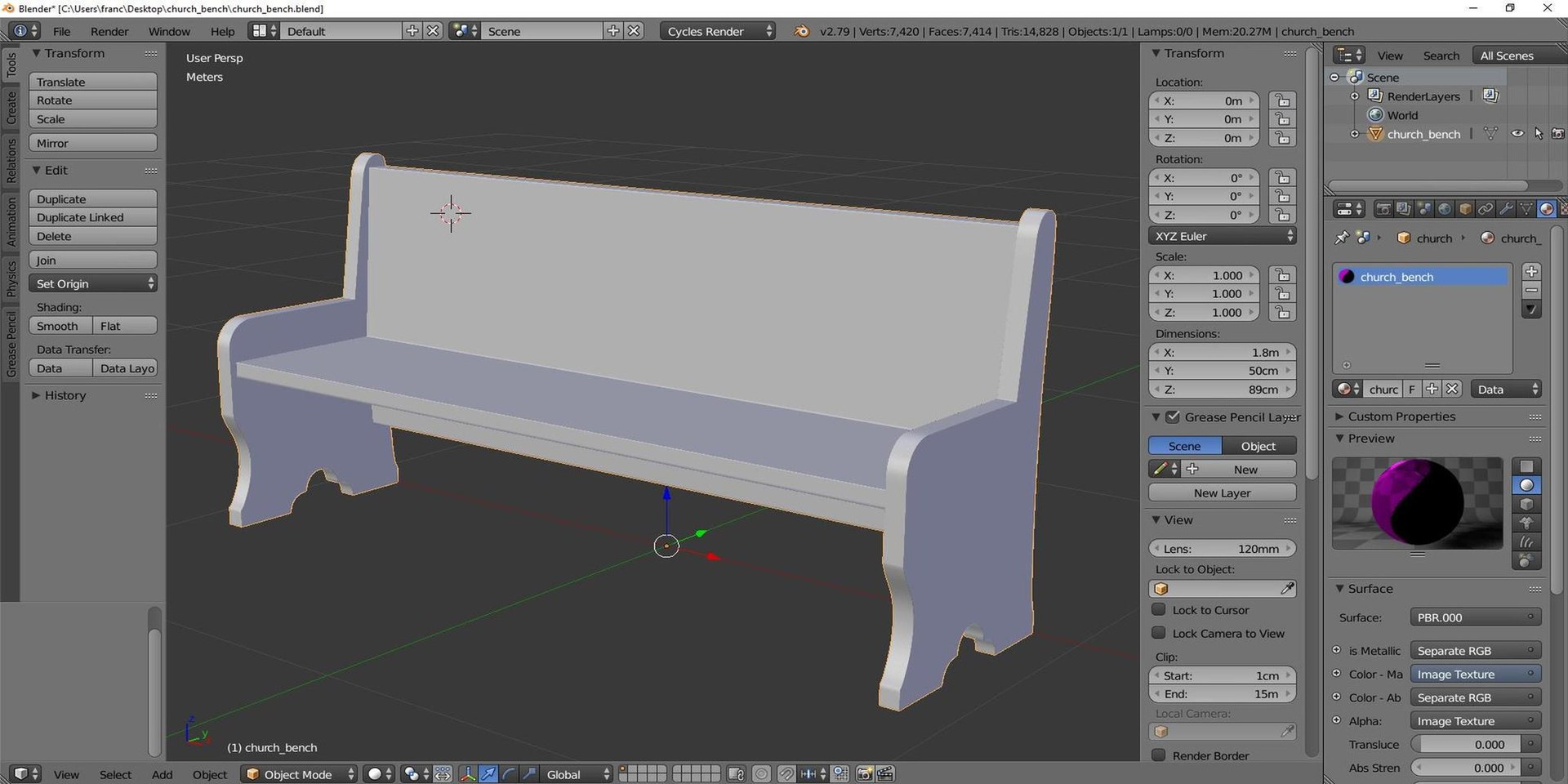 Church Bench 3D Model - TurboSquid 1498457