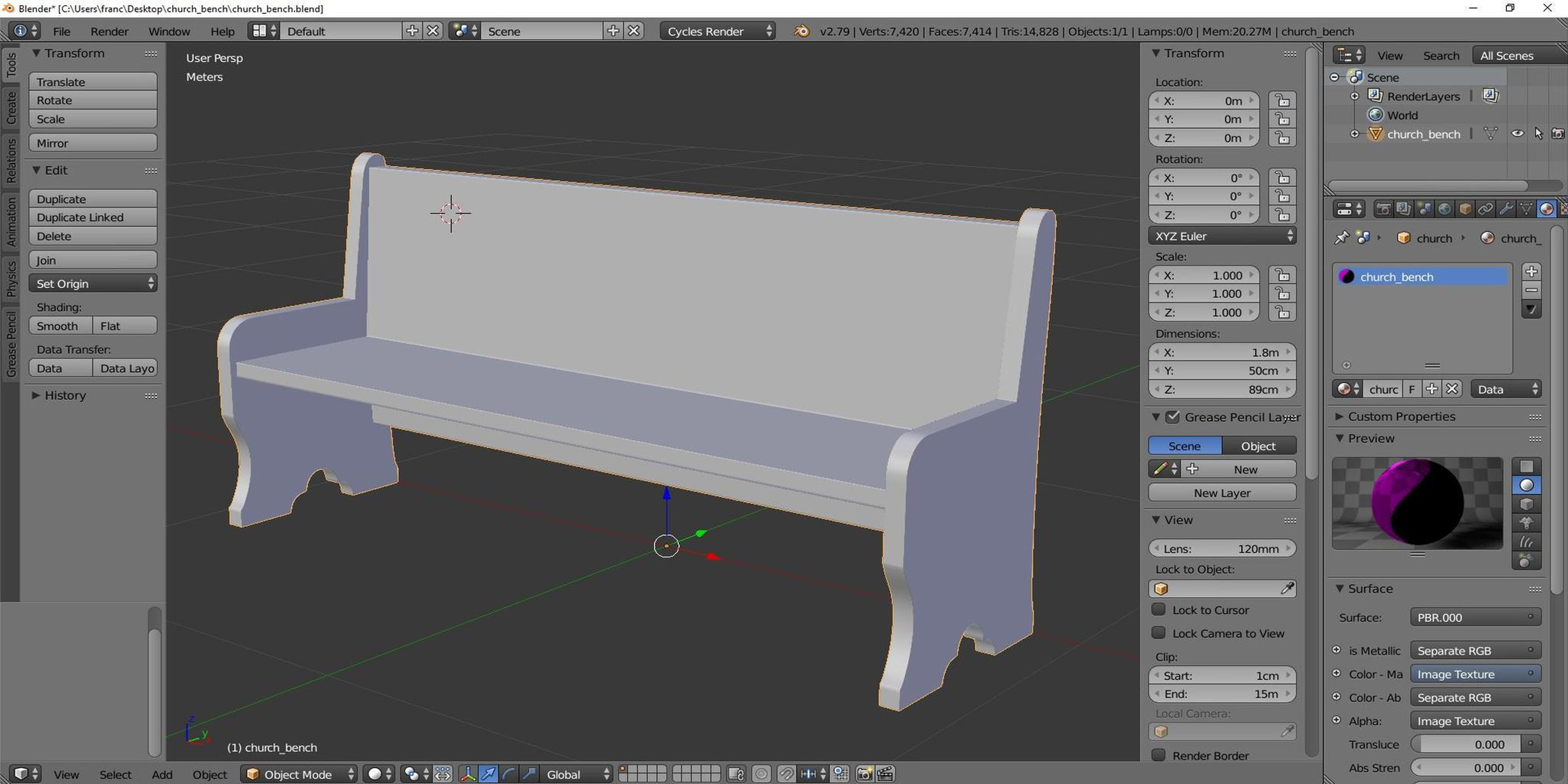 Church bench 3D model - TurboSquid 1498457