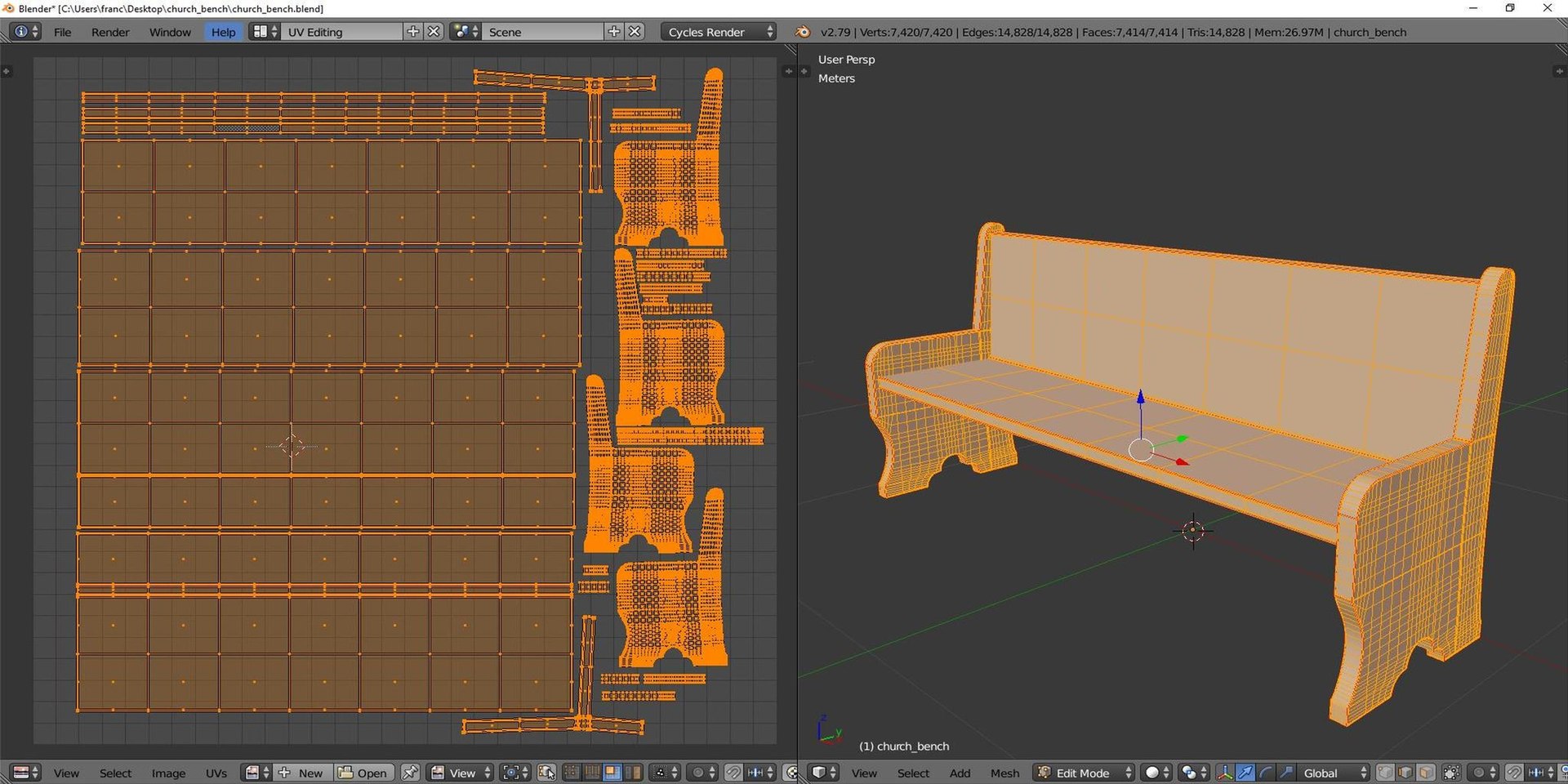 Church Bench 3D Model - TurboSquid 1498457