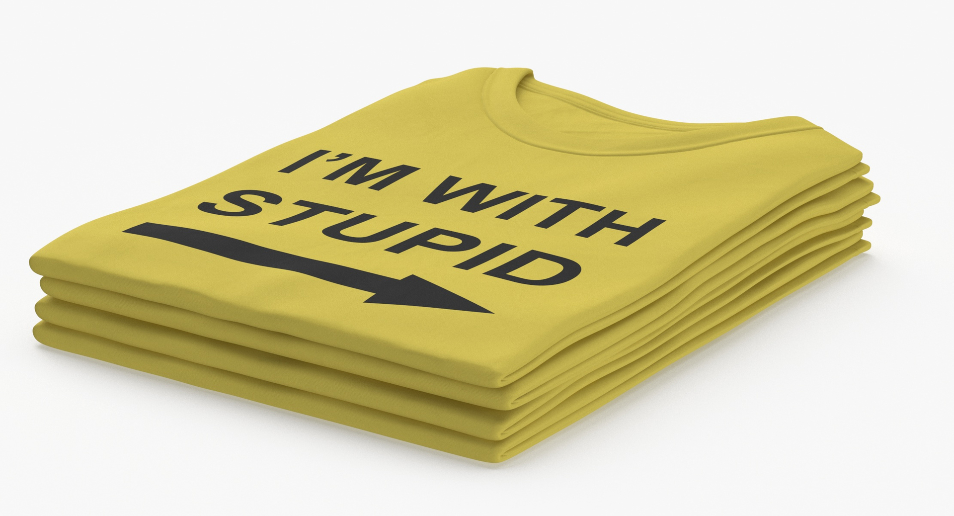 Female Crew Neck Folded Stacked Yellow Im With Stupid 02 Model ...