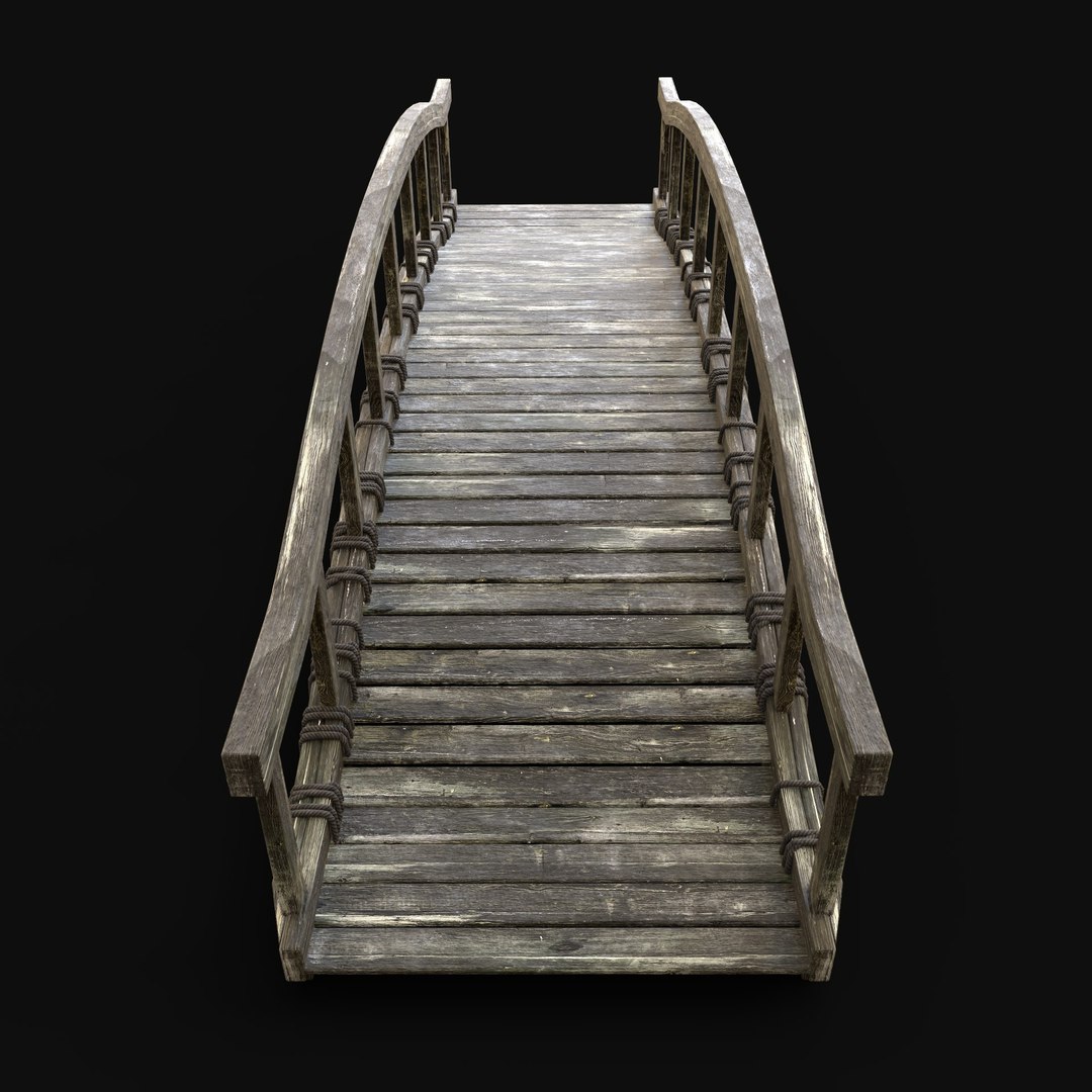 3D WOODEN BRIDGE MEDIEVAL PLATFORM CONSTRUCTION ENTERABLE Model ...