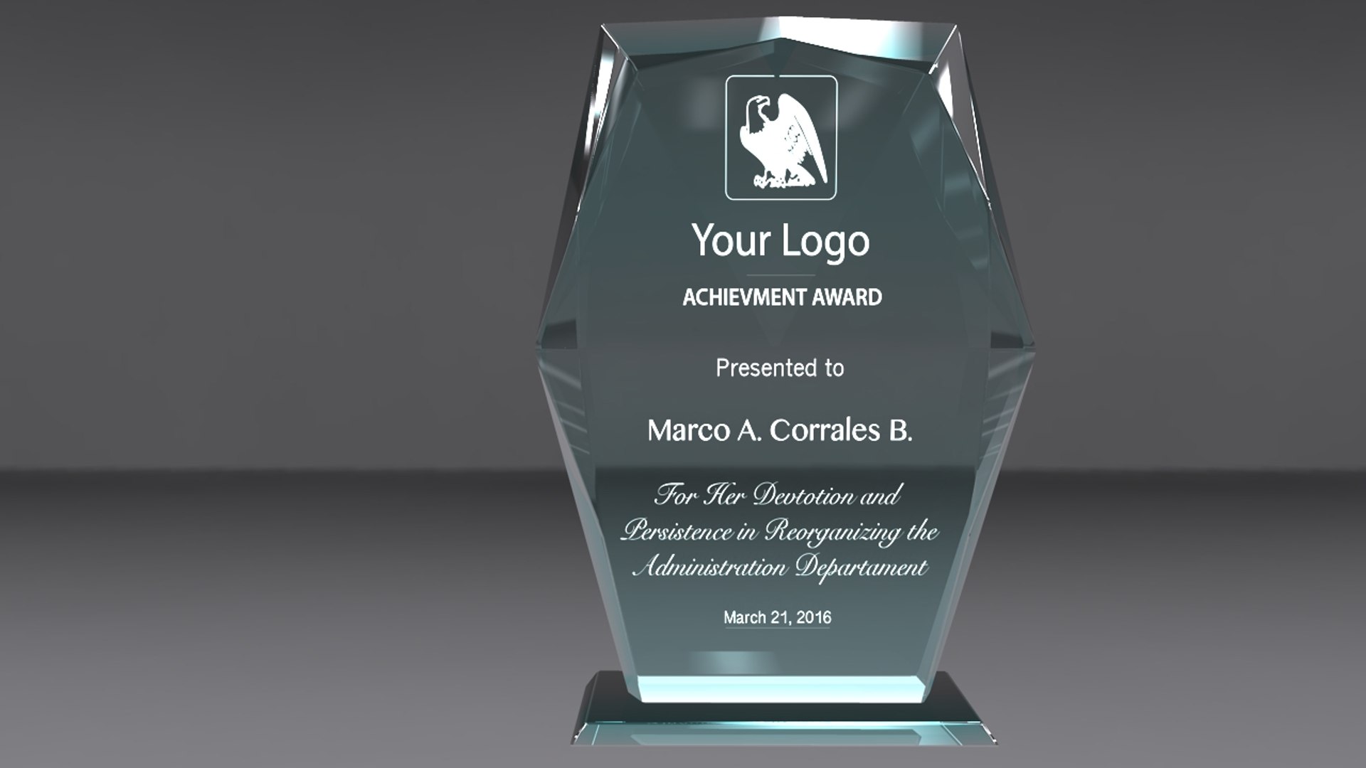 aerolite glass award 3d obj